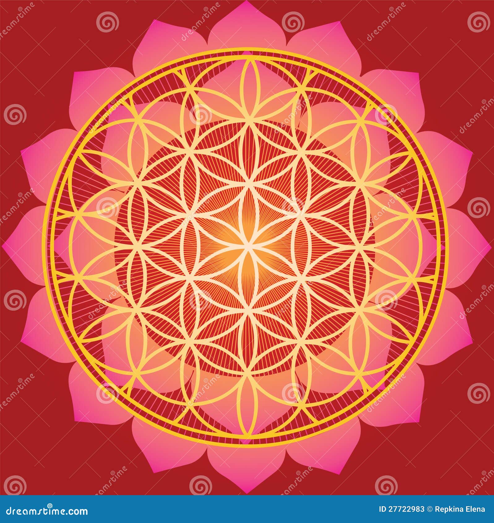 Flor Da Vida Em Lótus Vermelhos Ilustração do Vetor - Ilustração de ...