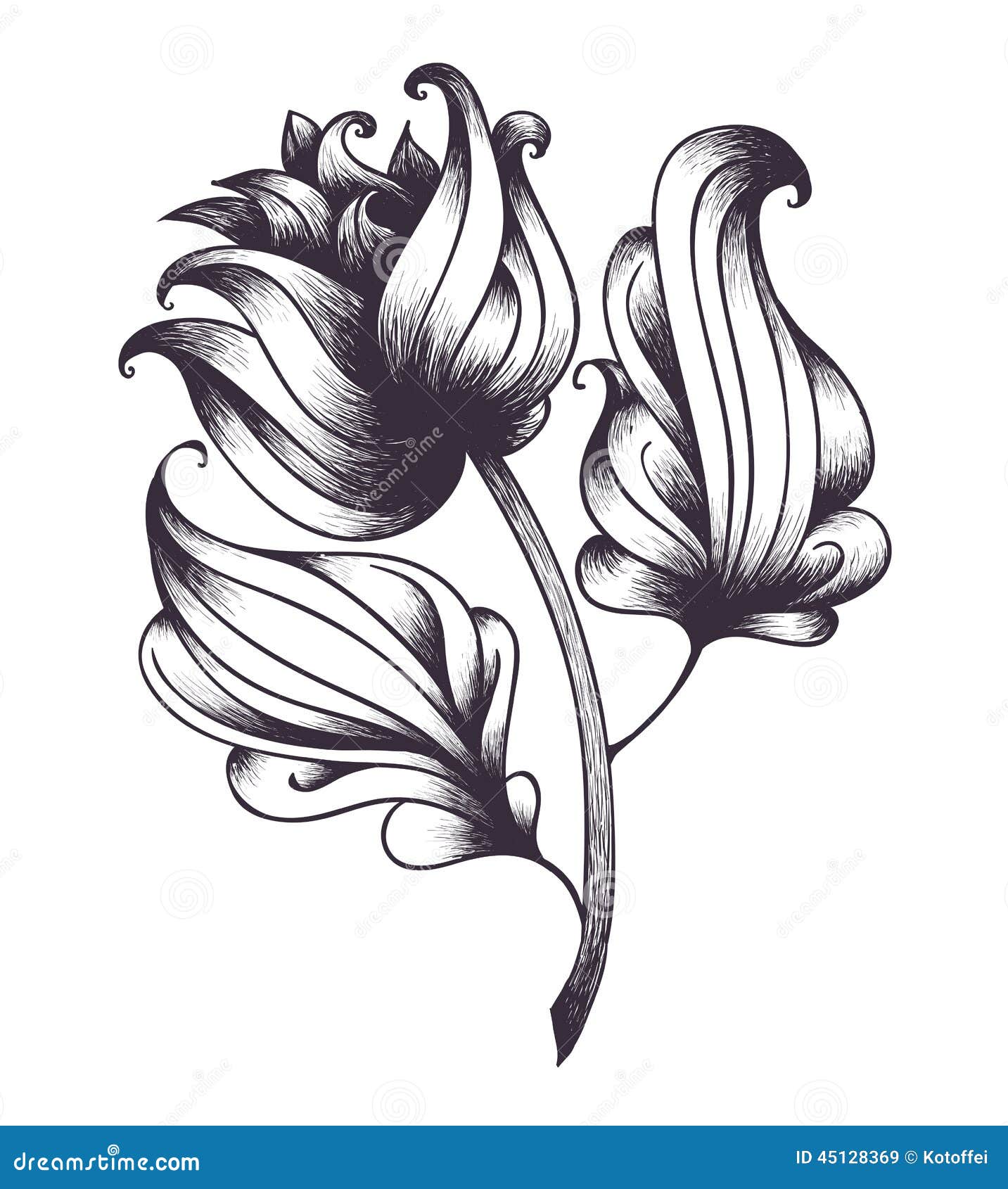 Flor Dibujada Mano Abstracta Ilustración Del Vector Ilustración del ...