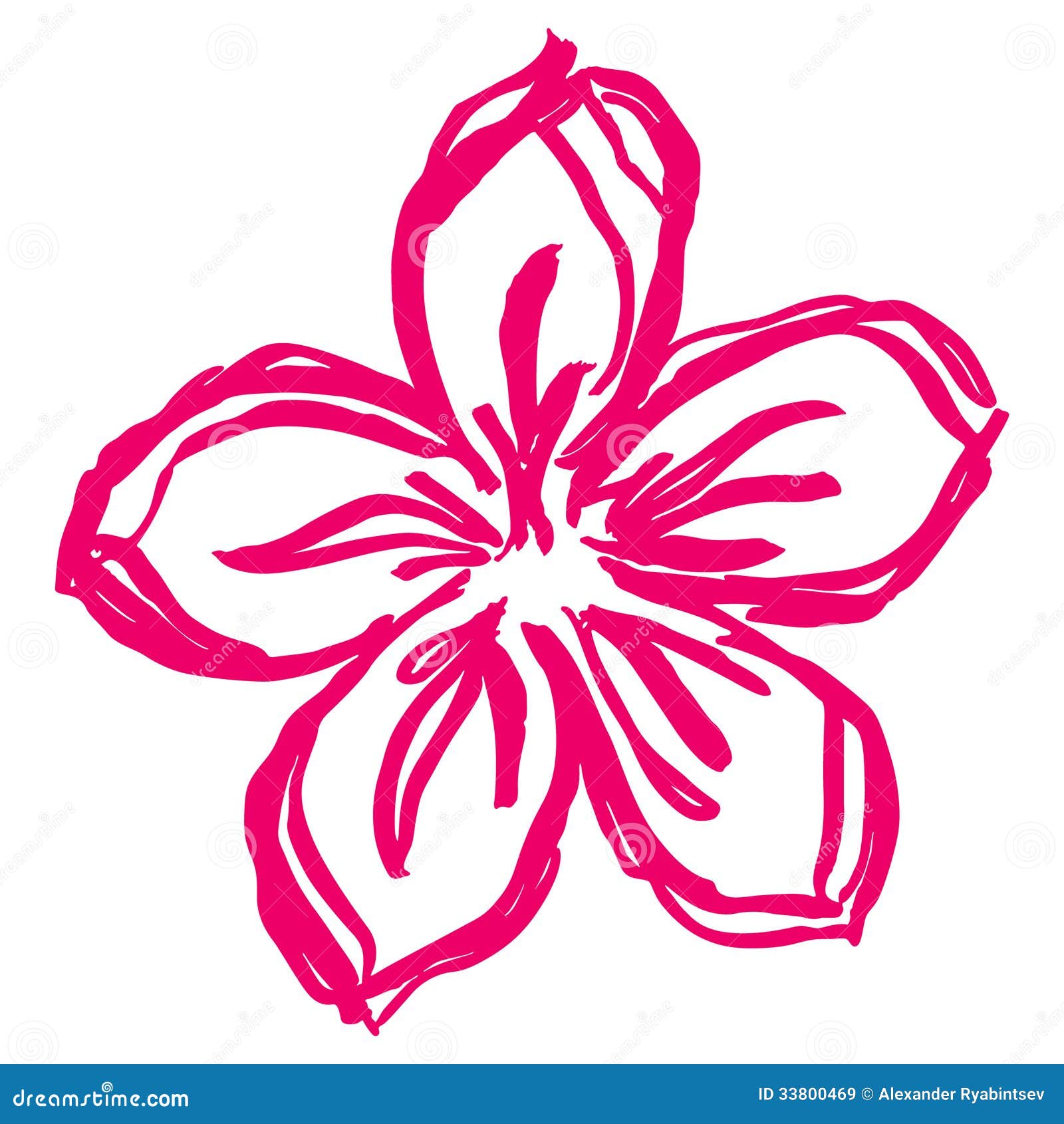 Flor Dibujada Mano Del Rosa De La Primavera Imágenes de archivo libres ...