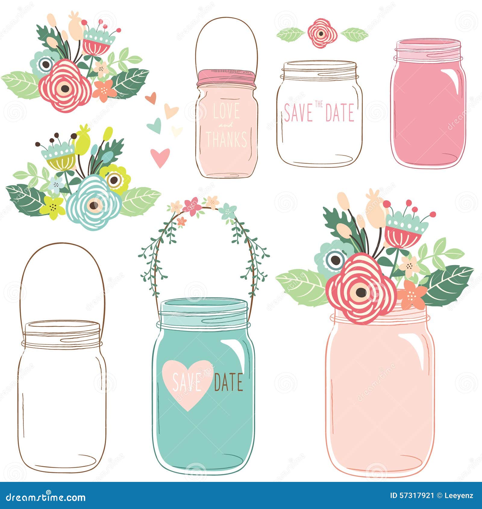 Flor Mason Jar ilustración del vector. Ilustración de arte - 57317921