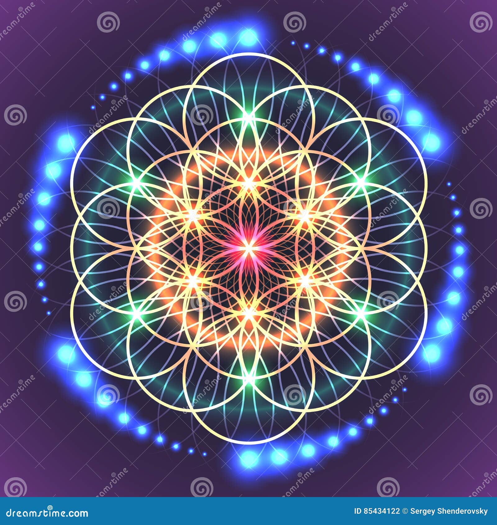 Flor Sagrado Da Geometria Da Vida Ilustração do Vetor - Ilustração de ...