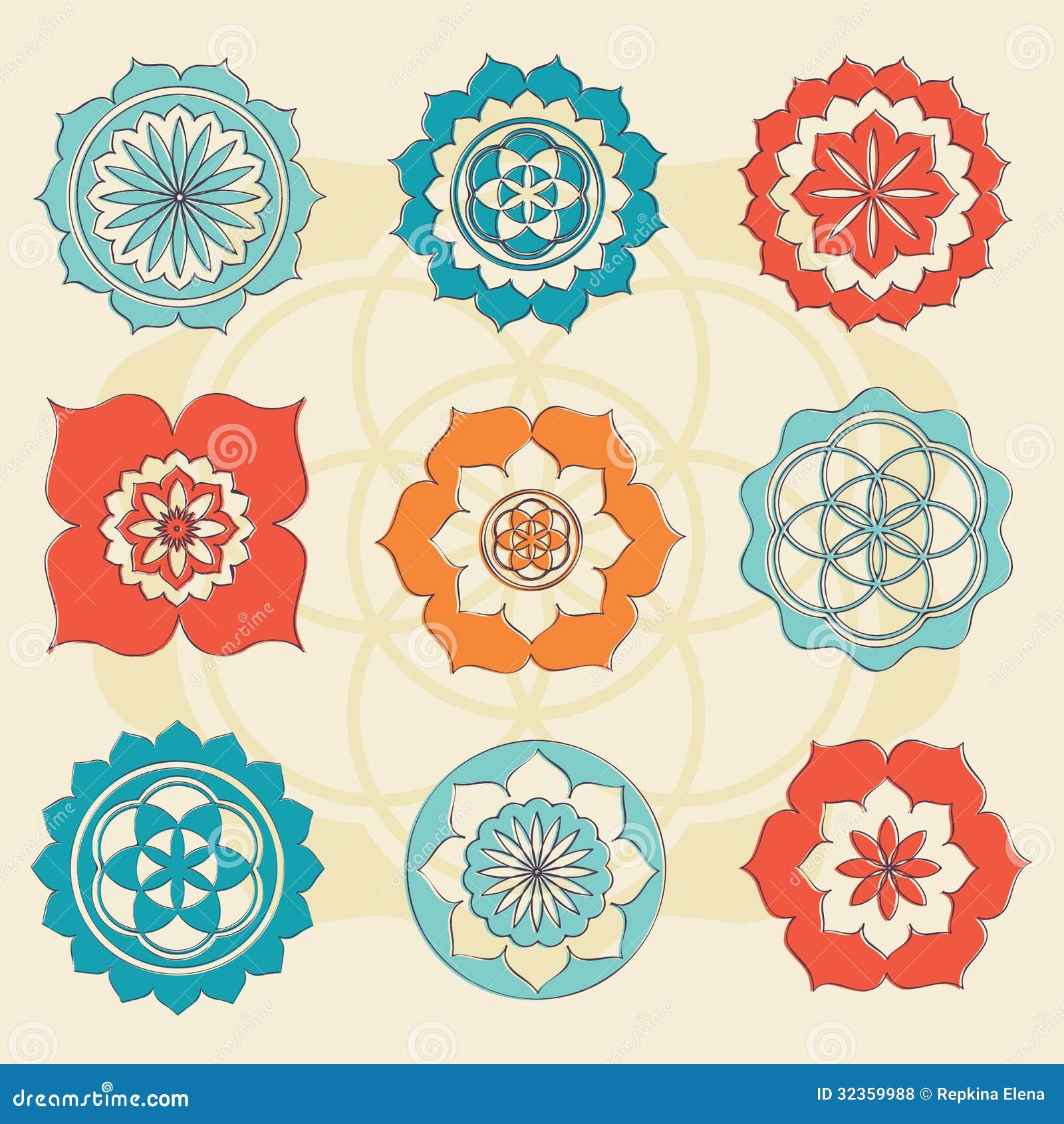 Flor Sagrado Da Geometria De Símbolos Da Vida Ilustração do Vetor ...