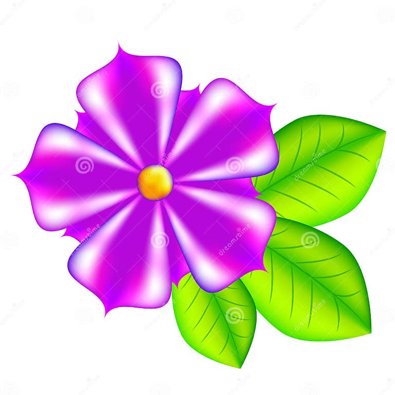 Flor Violeta Del Vector Con Las Hojas Ilustración del Vector ...