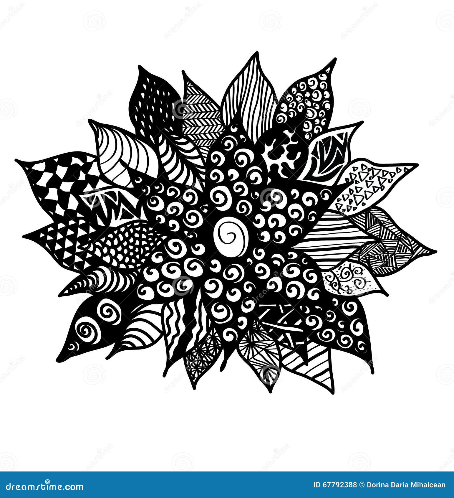 Flor Zentangle ilustración del vector. Ilustración de hoja - 67792388