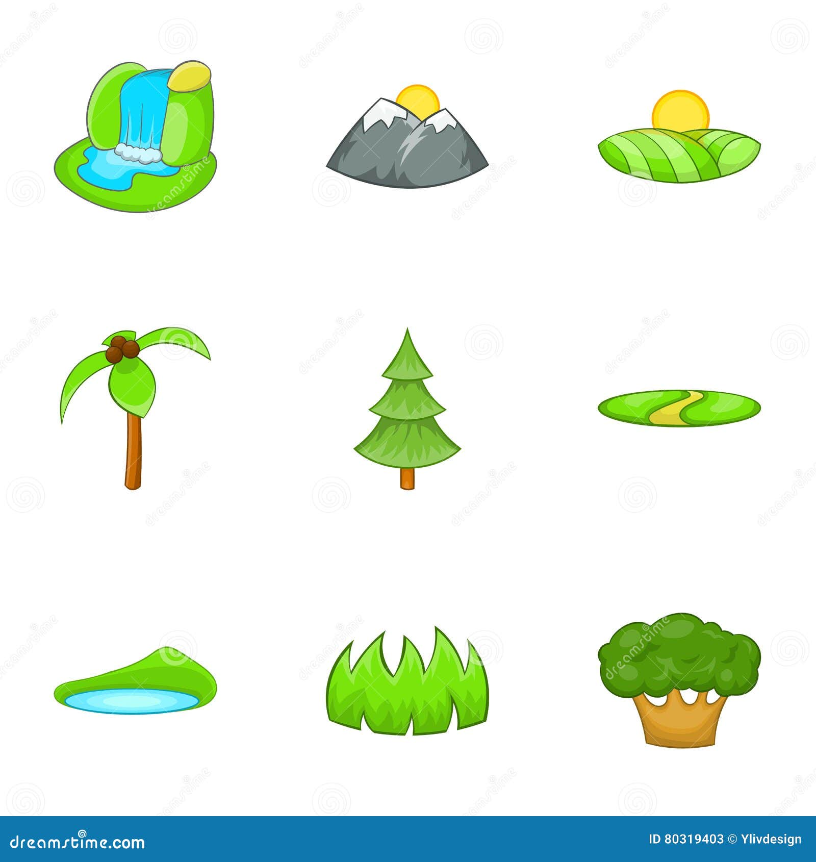 Flora Icons Set, Cartoon Style Stock Vector - Illustration of ...