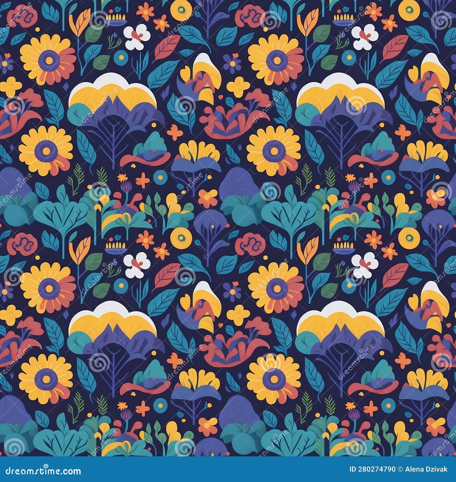 Flora pattern trees stock illustration. Illustration of rainbows ...