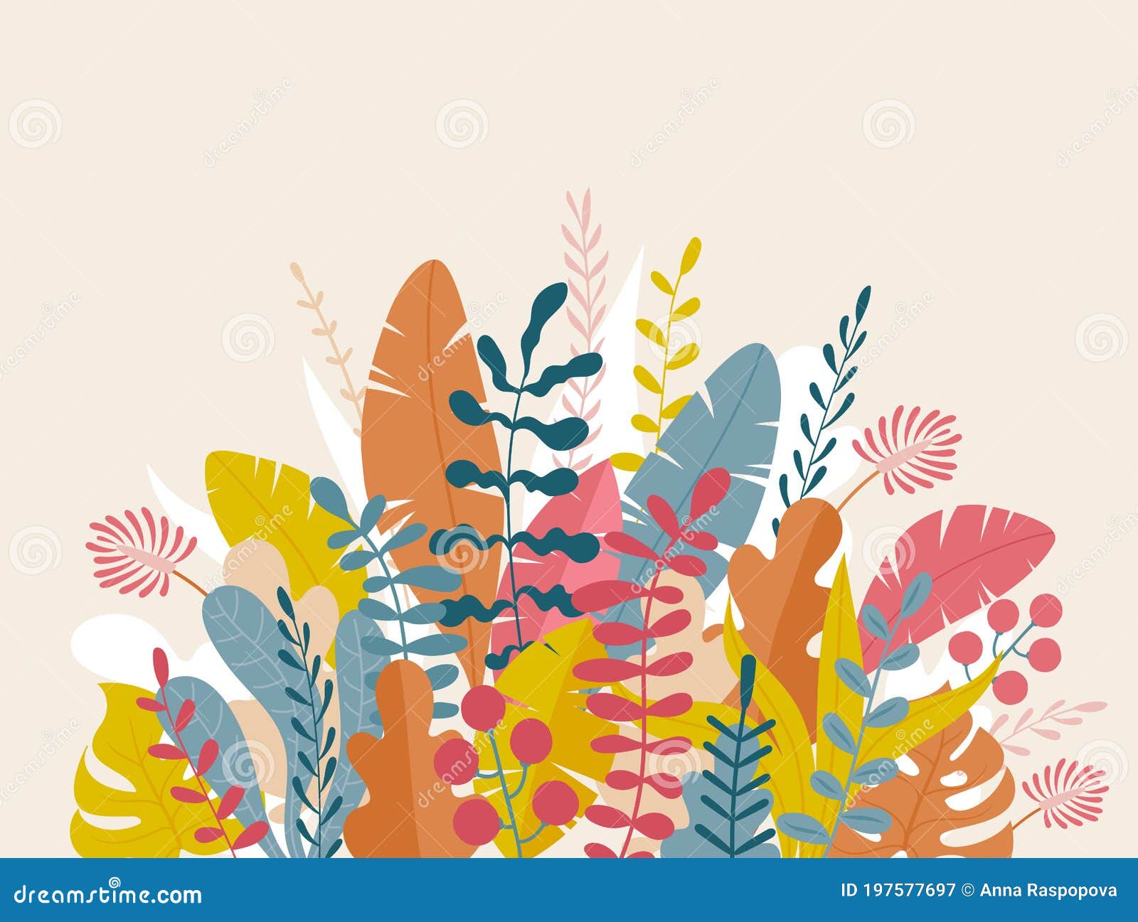 Half-round Design Element with Leaves and Flowers Stock Vector ...