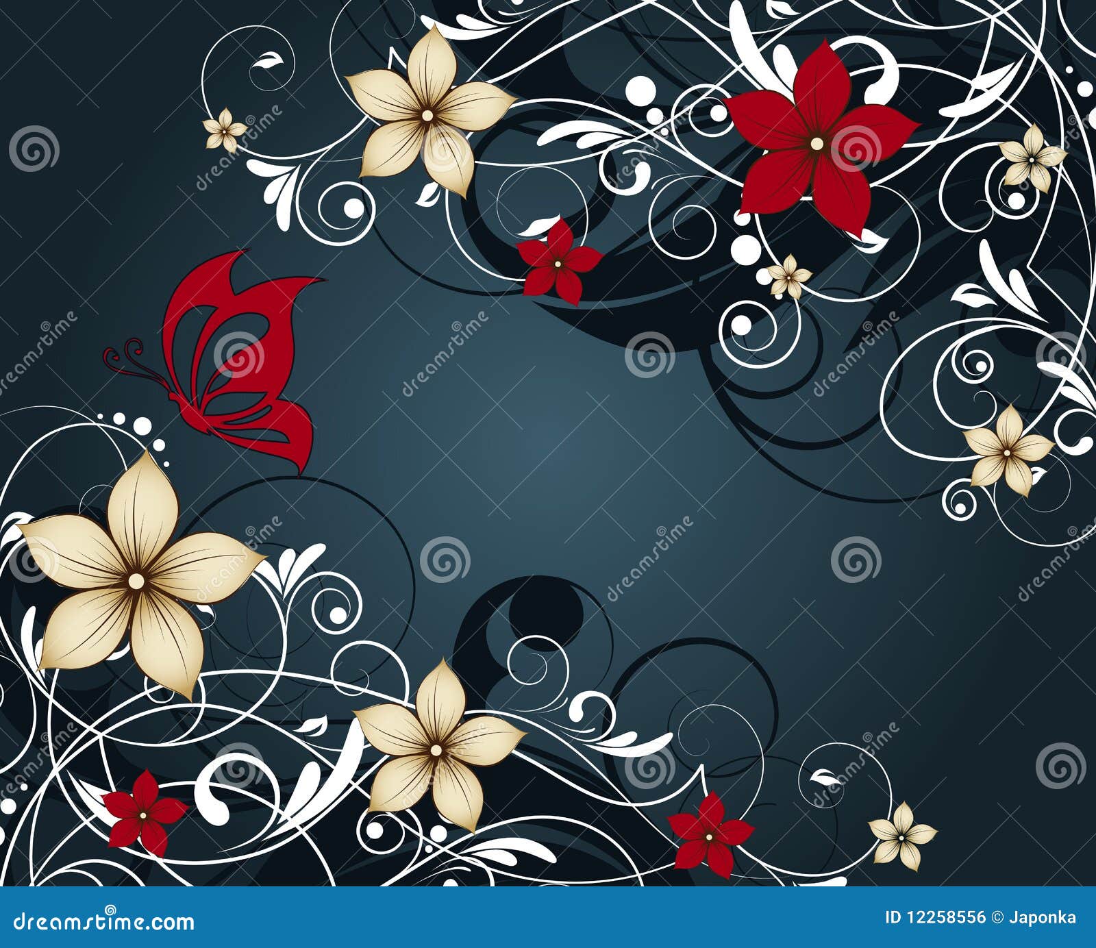 Floral Abstract Background with Butterflies Stock Vector - Illustration ...