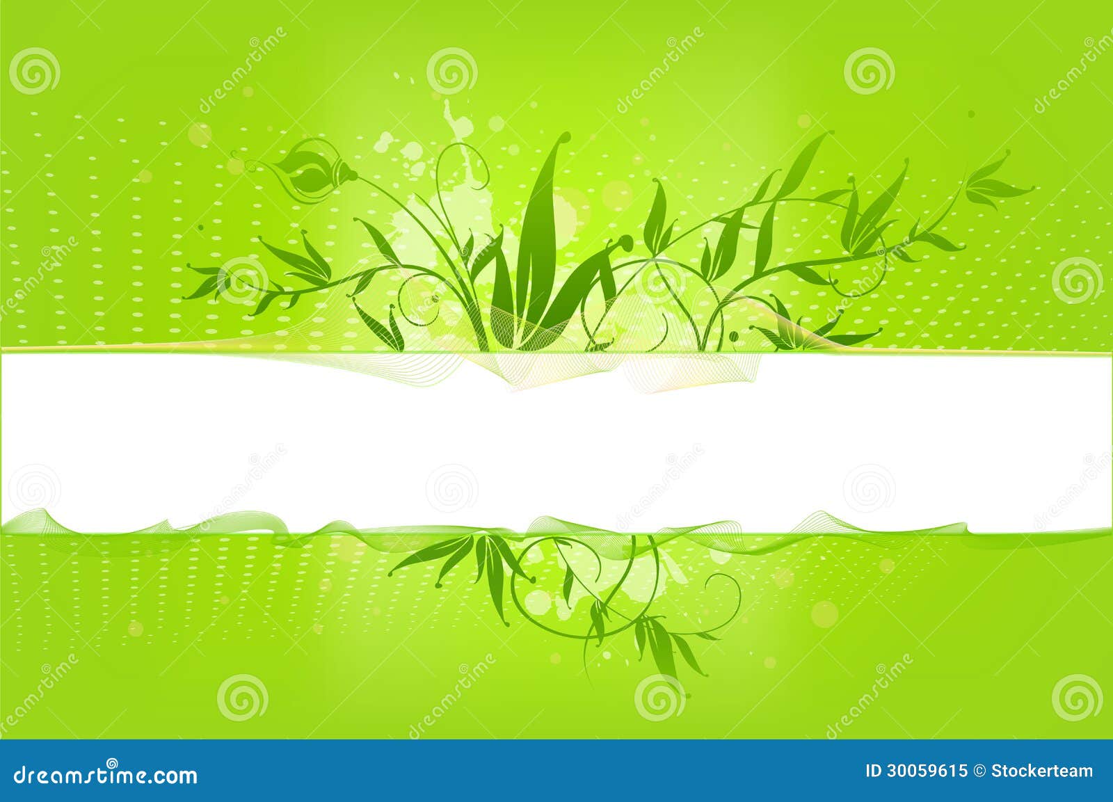 Floral Abstract Banner in Green Colors Stock Illustration ...