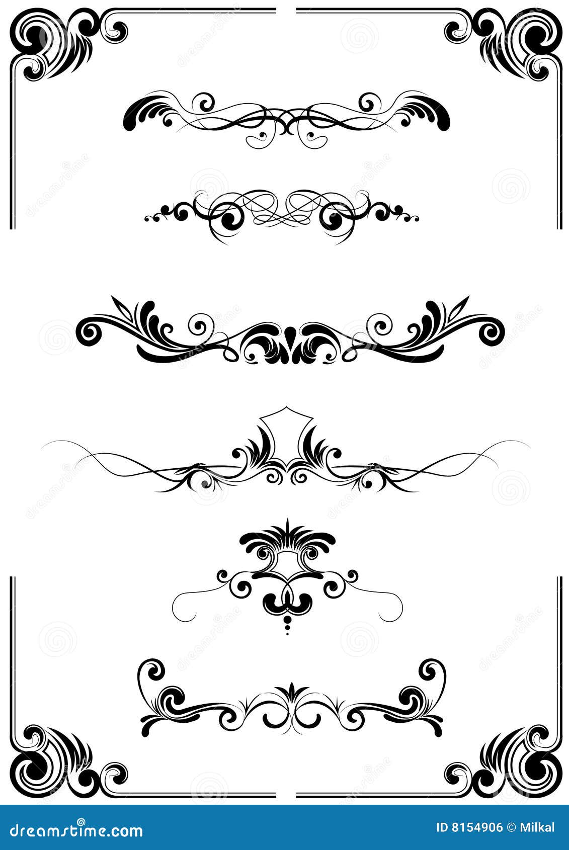 Floral abstract ornaments stock vector. Illustration of design - 8154906