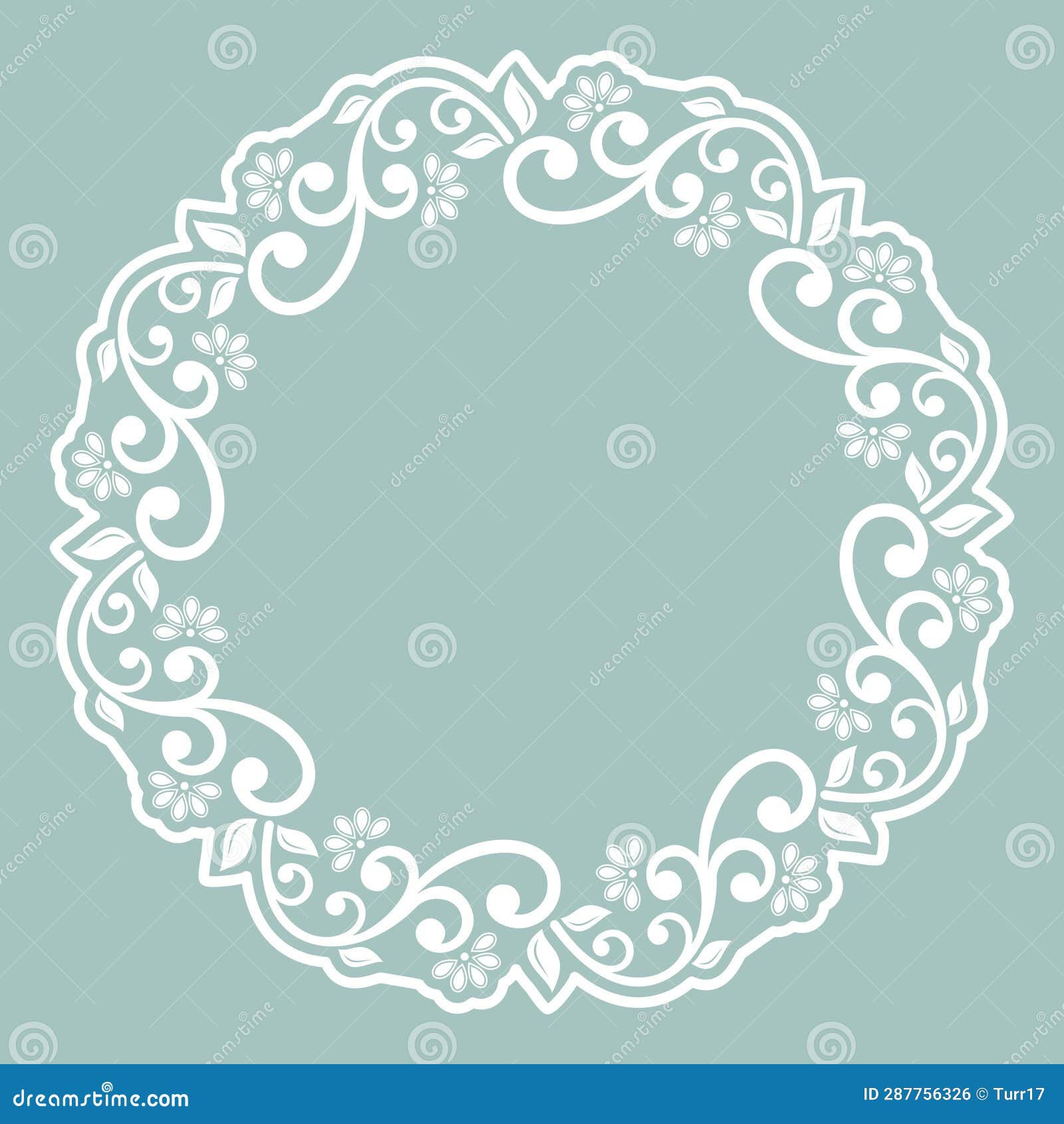 Floral Abstract Round Vector Frame with Arabesques Stock Vector - Illustration of circular, card ...