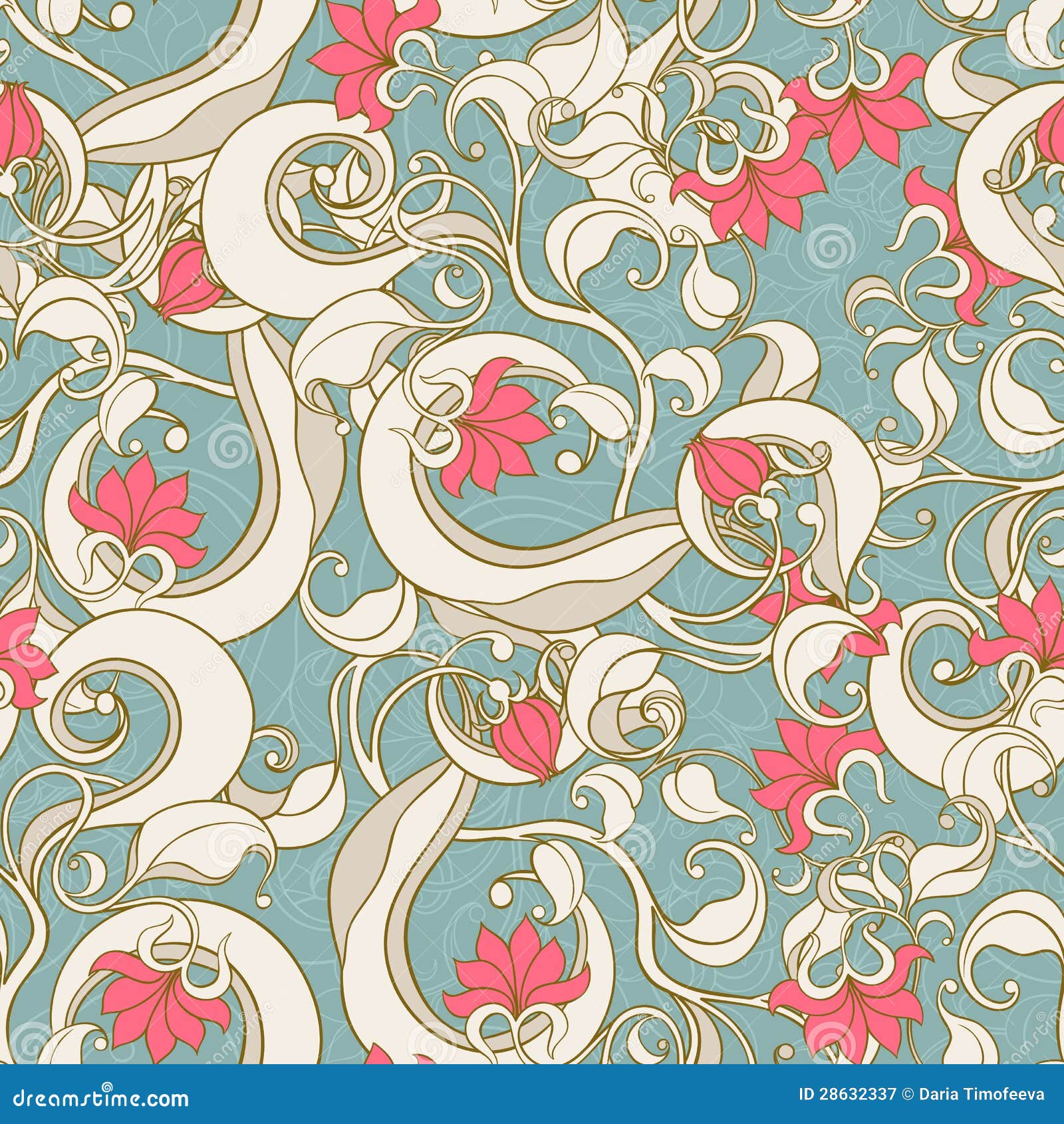 Floral Abstract Turquoise Pattern Stock Illustration - Illustration of ...