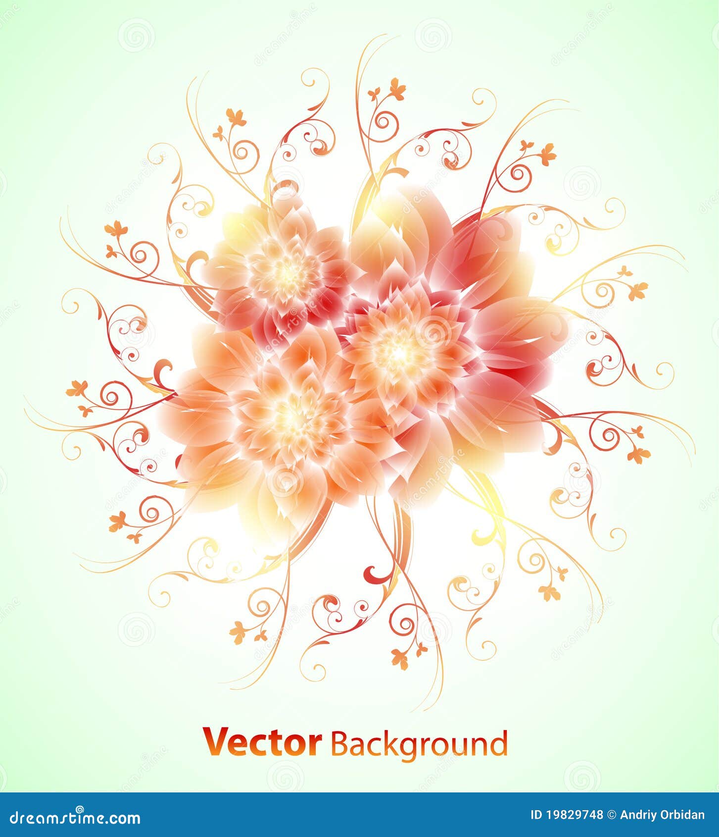 Floral Abstract Vector Background Stock Vector - Illustration of orange ...