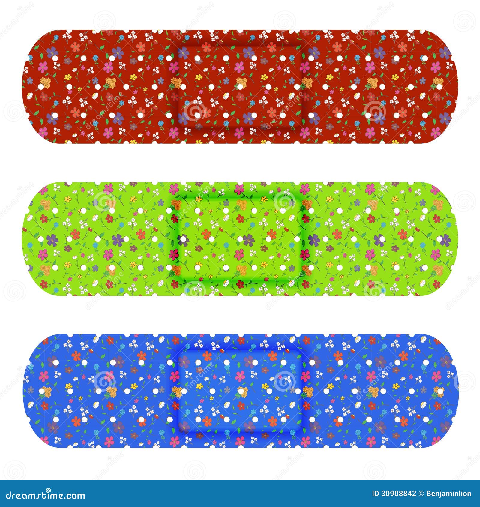 Floral Adhesive Bandage Set Stock Vector - Illustration of floral ...