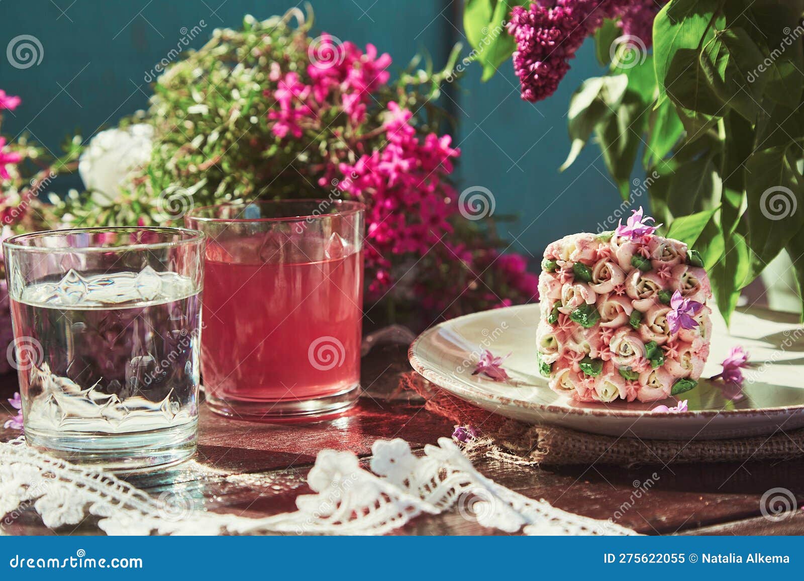 Floral Aesthetics Cupcake Dreamy Desserts Compote And Glass Of Water