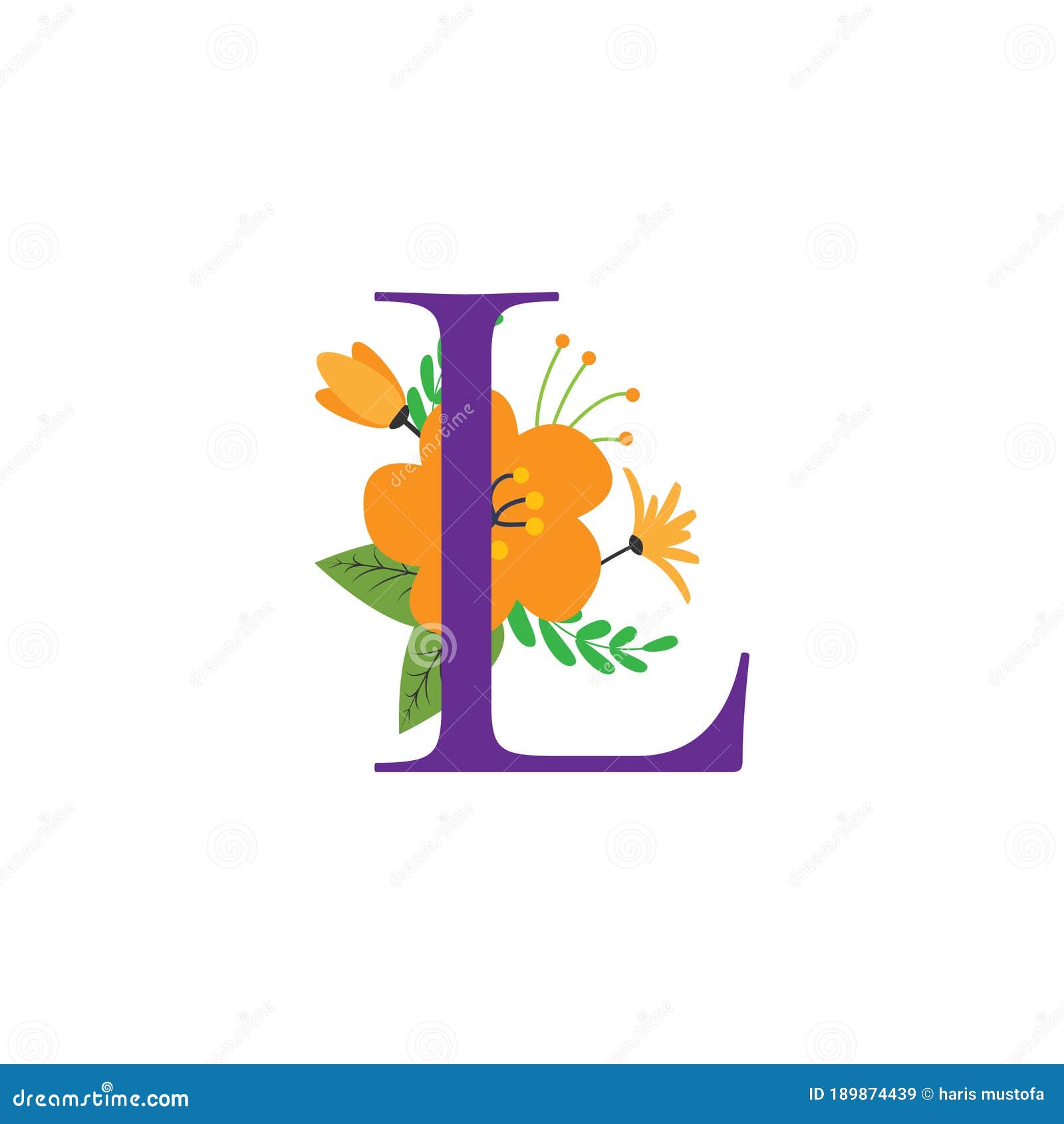 Floral Alphabet Initial Vector Design Stock Illustration - Illustration ...
