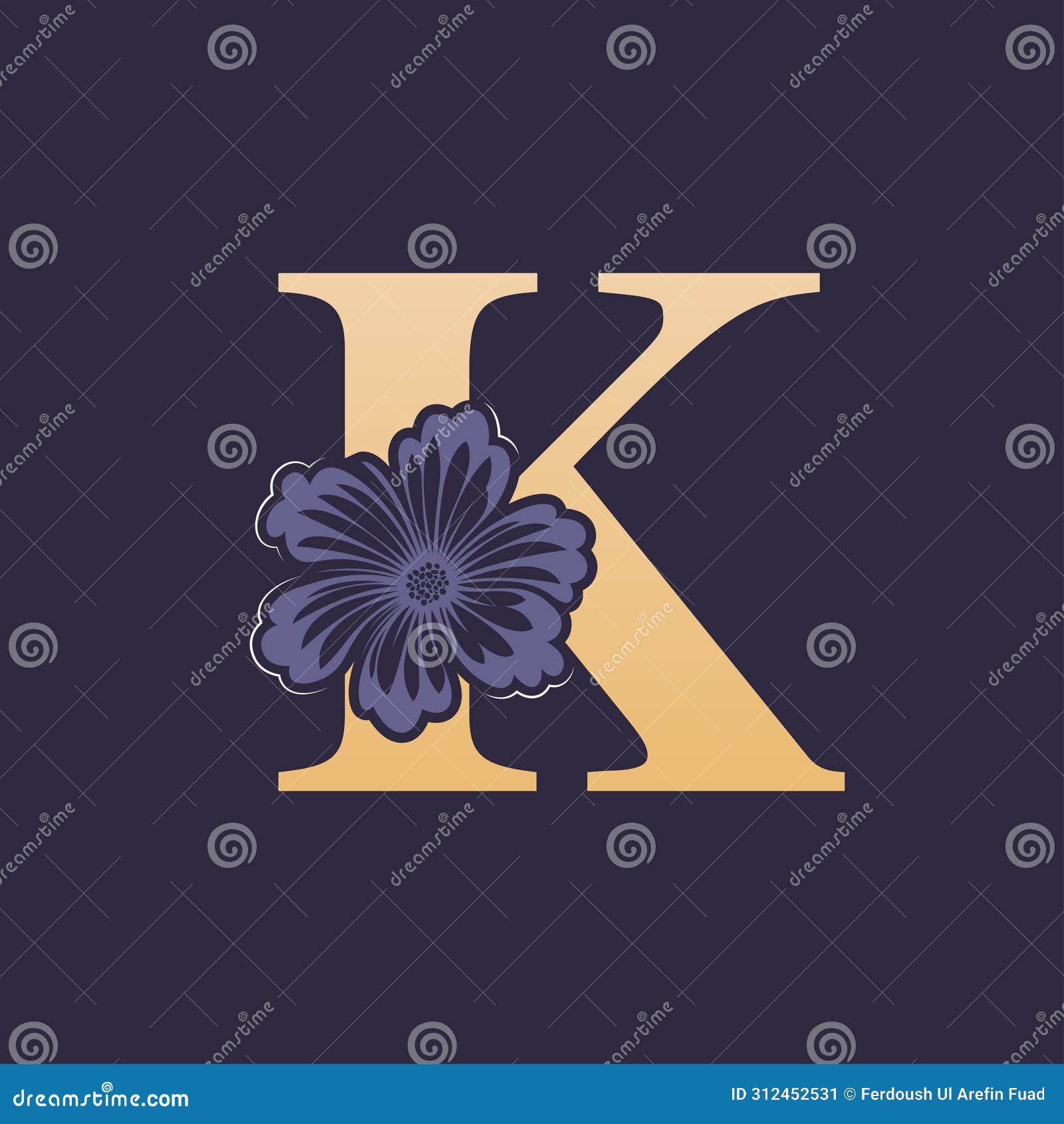 Floral Alphabet K Logo with Flower. Initial Letter K Logo Template ...