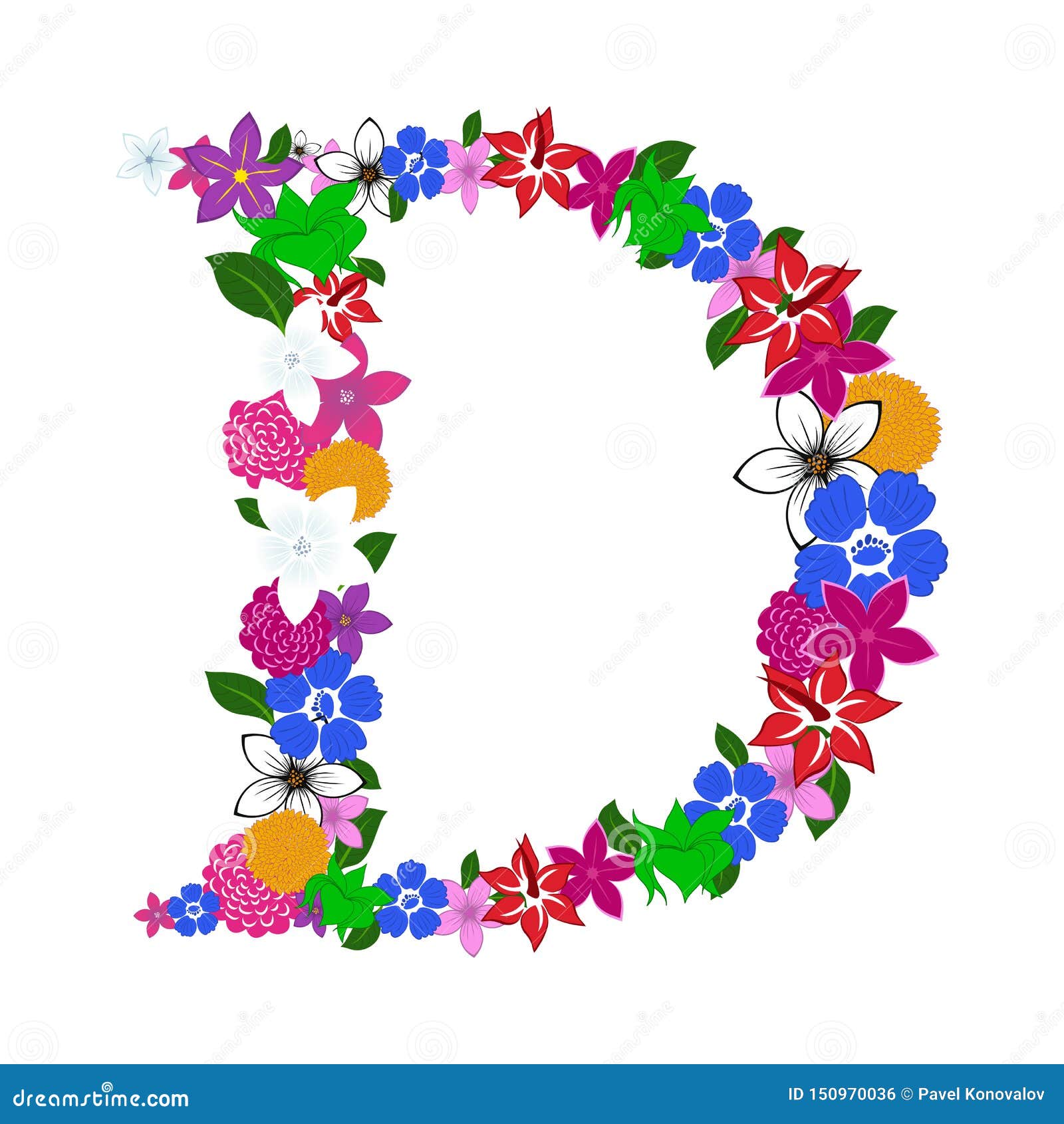Floral Alphabet Letter stock vector. Illustration of graphic - 150970036