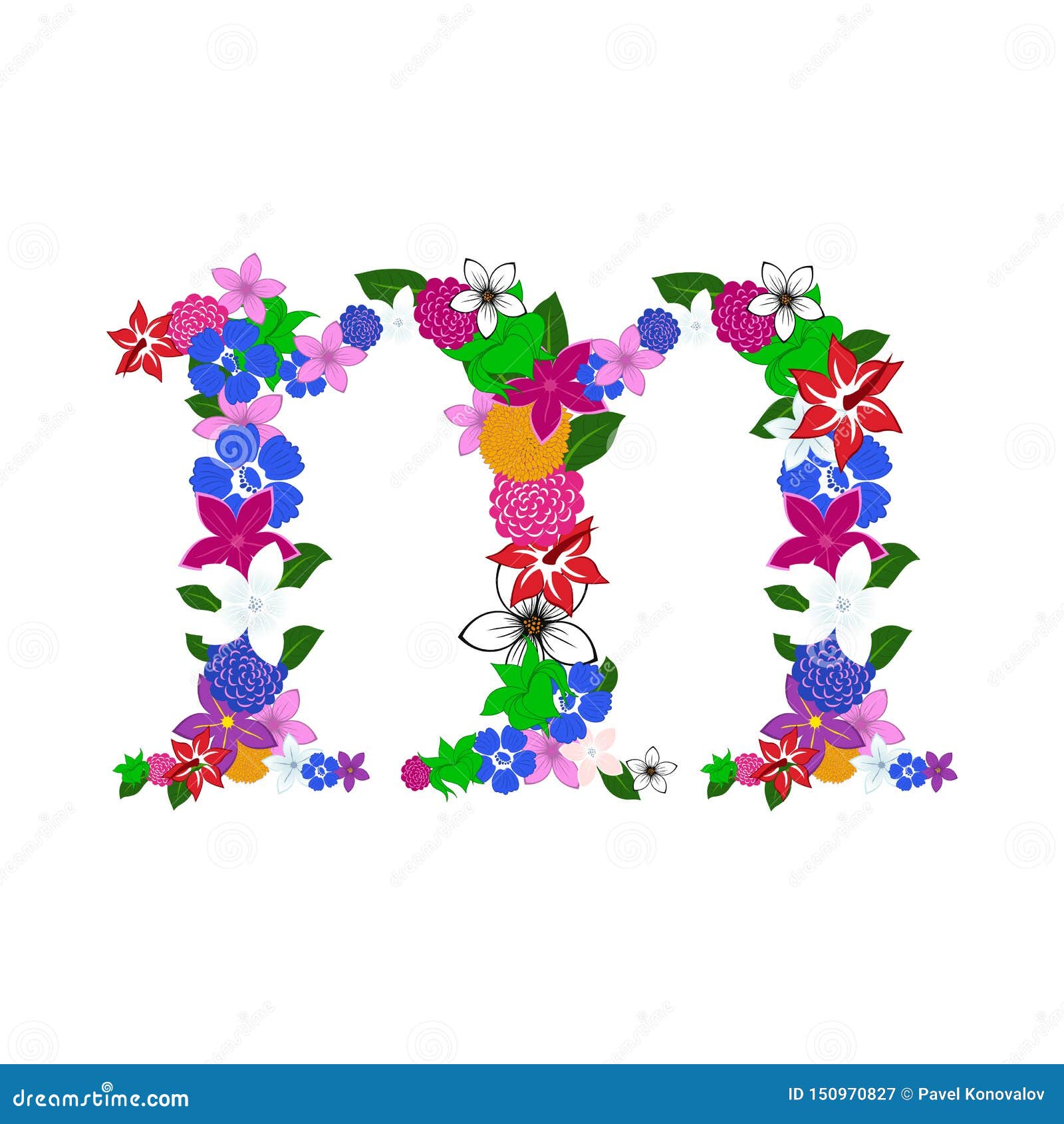 Floral Alphabet Letter stock vector. Illustration of natural - 150970827