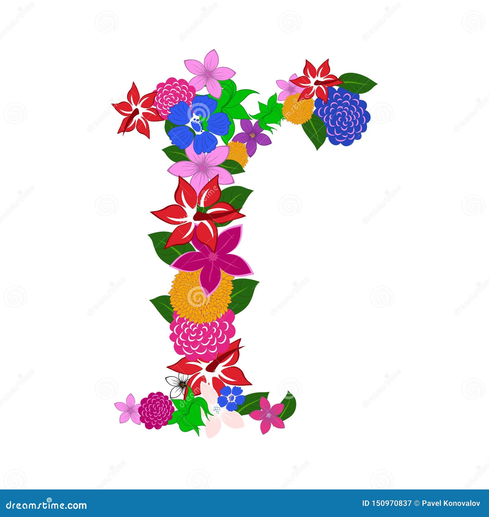 Floral Alphabet Letter stock vector. Illustration of design - 150970837