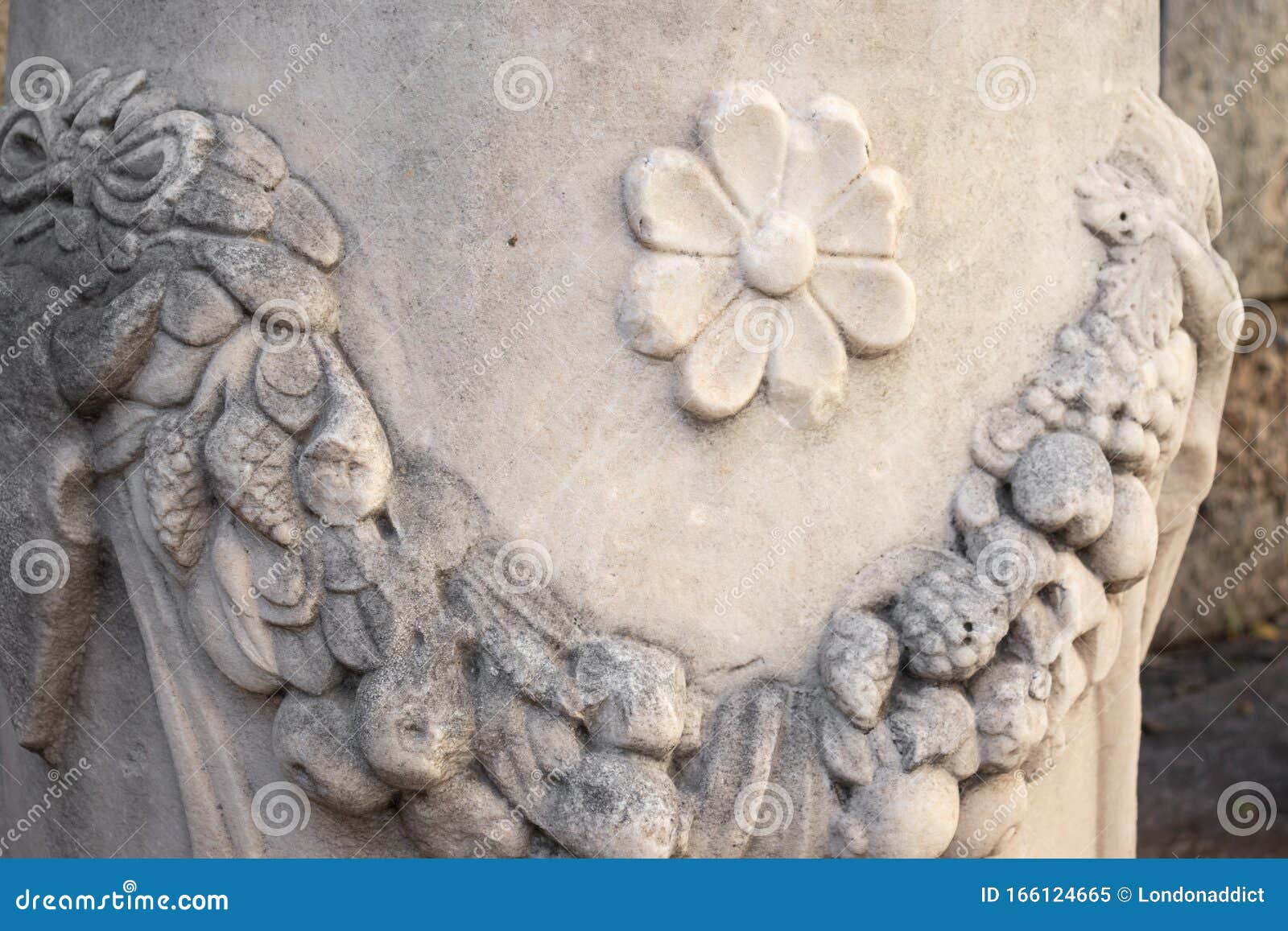 Floral Ancient Element of a Column or Statue in Athens, Greece Stock ...