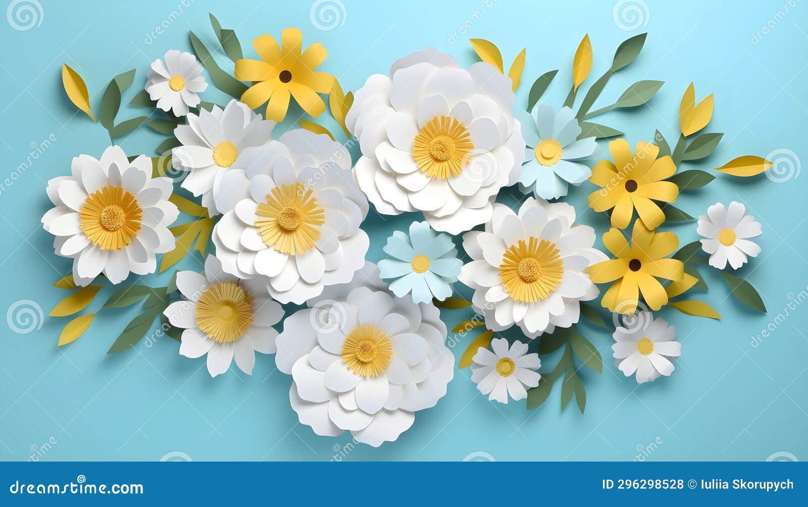 Floral Arrangement in Cut Paper Style Stock Illustration - Illustration ...