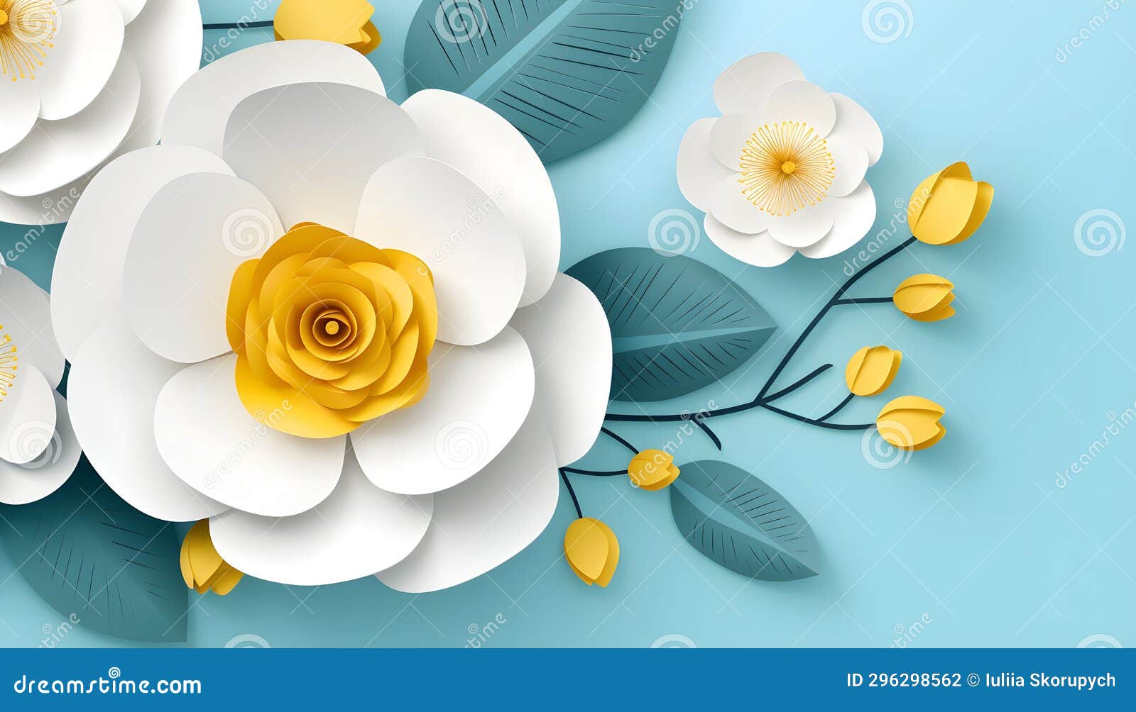Floral Arrangement in Cut Paper Style Stock Illustration - Illustration ...