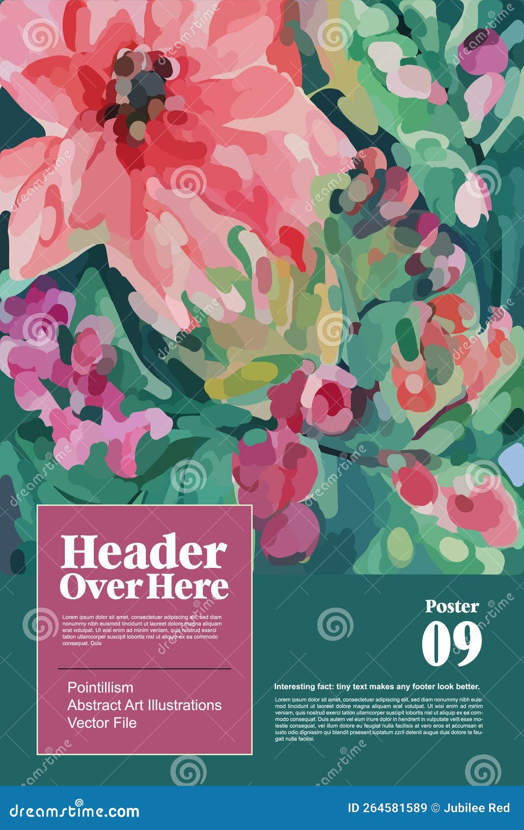 Nature Poster. Vector Illustration of Natural Background, Red Flowers ...