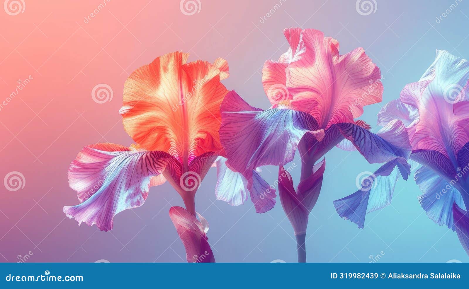 Floral Art Concept, Vibrant Abstract Irises Backdrop with Ample Space for Text or Design, Ideal ...
