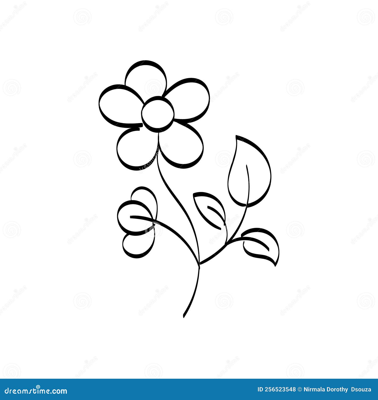 Floral Art. Flower Drawing with Line-art Stock Illustration ...