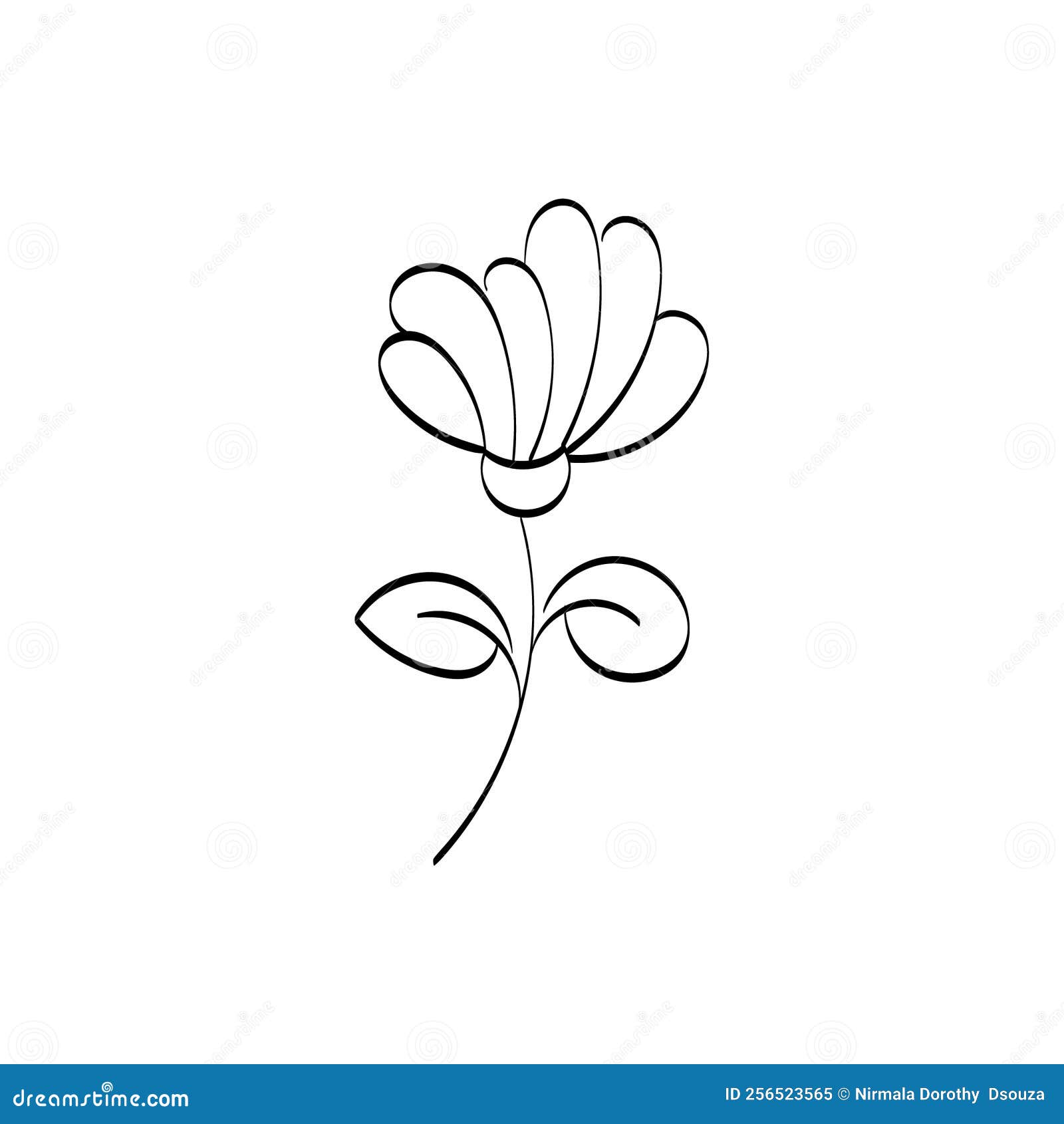 Floral Art. Flower Drawing with Line-art Stock Illustration ...