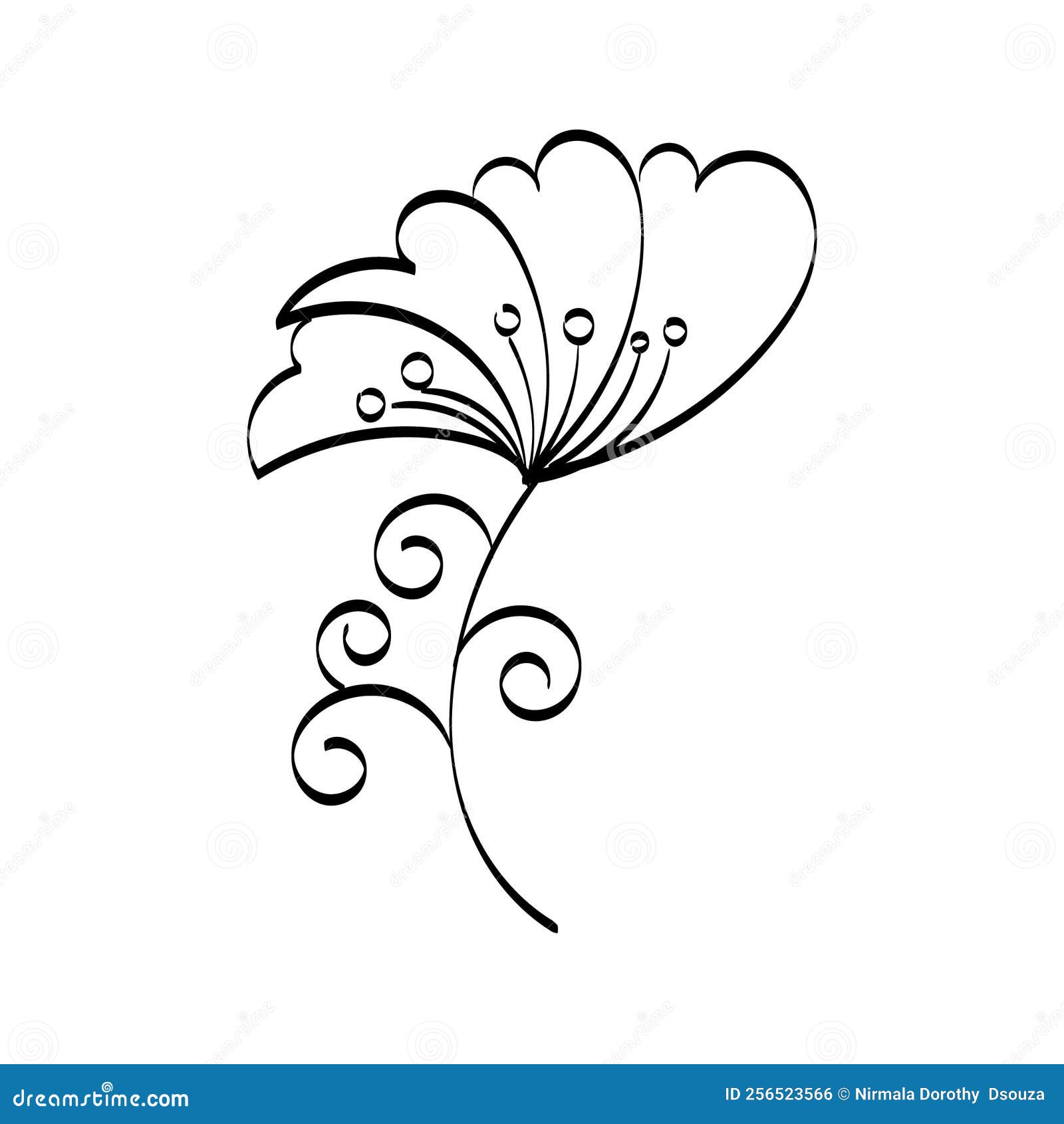 Floral Art. Flower Drawing with Line-art Stock Illustration ...