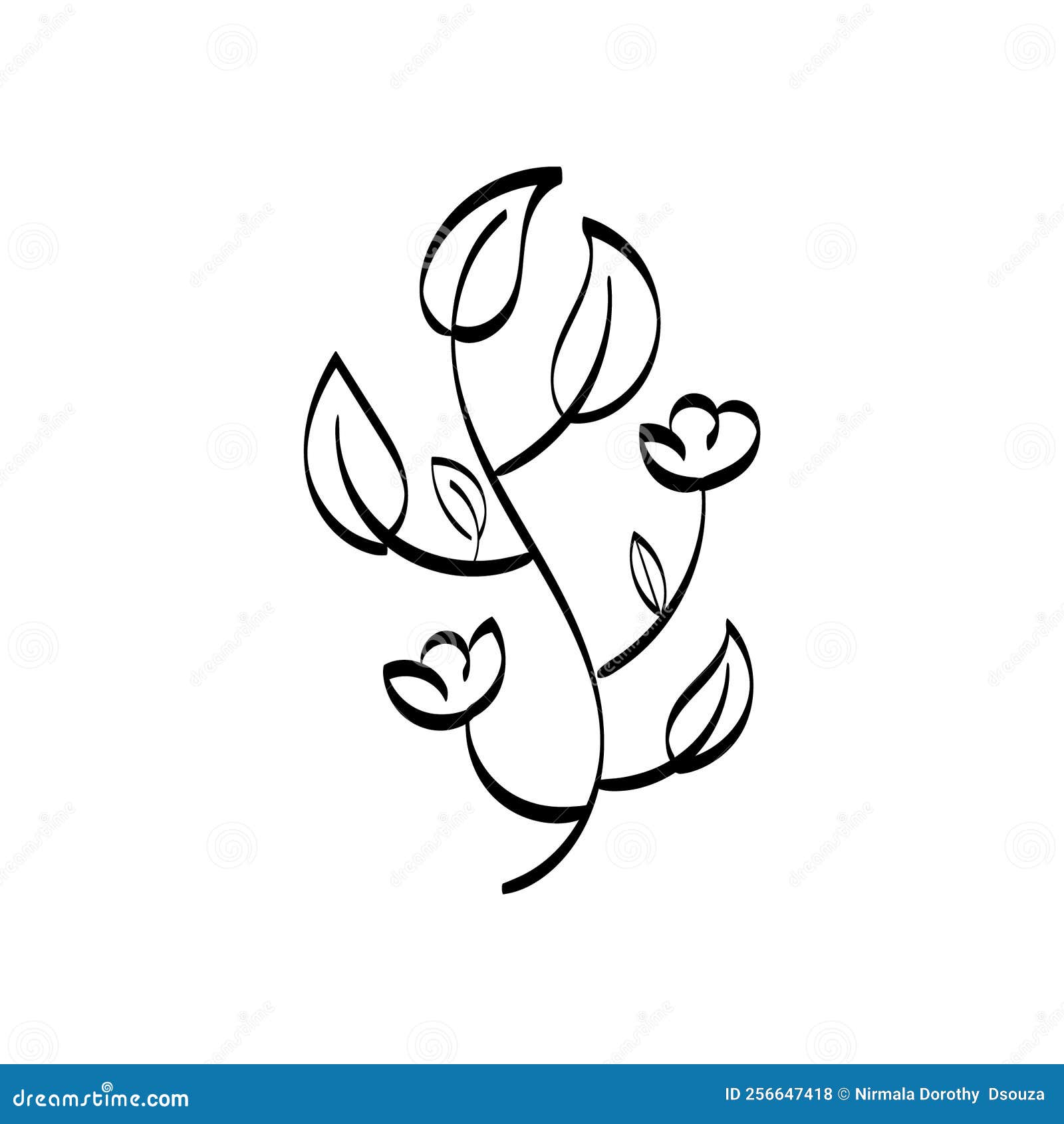 Floral Art. Flower Drawing with Line-art Stock Illustration ...