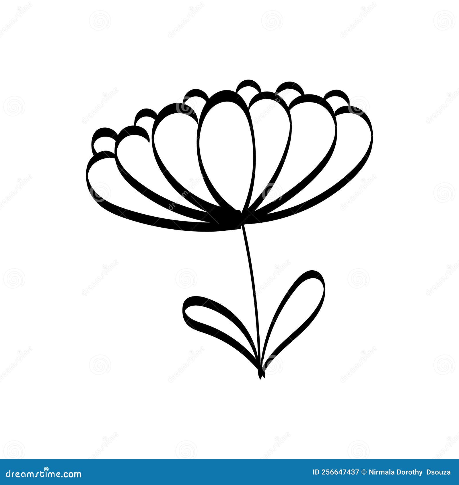 Floral Art. Flower Drawing with Line-art Stock Illustration ...