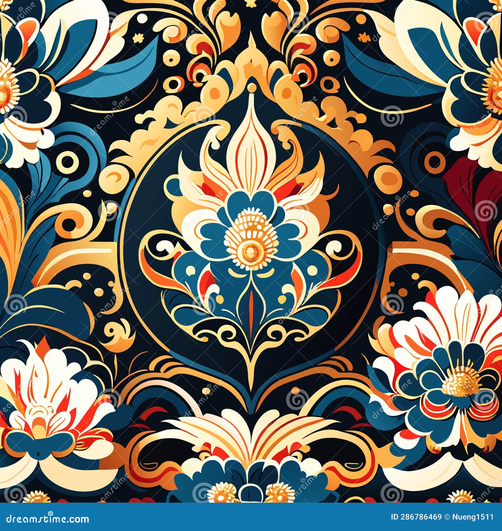 Floral Arts Pattern Design Seamless Illustion Background_0104 Stock ...