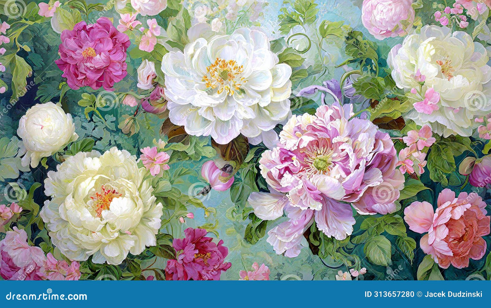 Floral Backdrop with Pink Flowers Stock Illustration - Illustration of ...