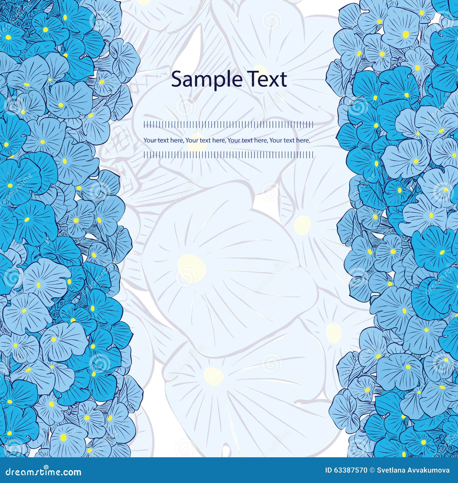 Floral Background. Blue Flowers. Vertical Border Stock Vector ...