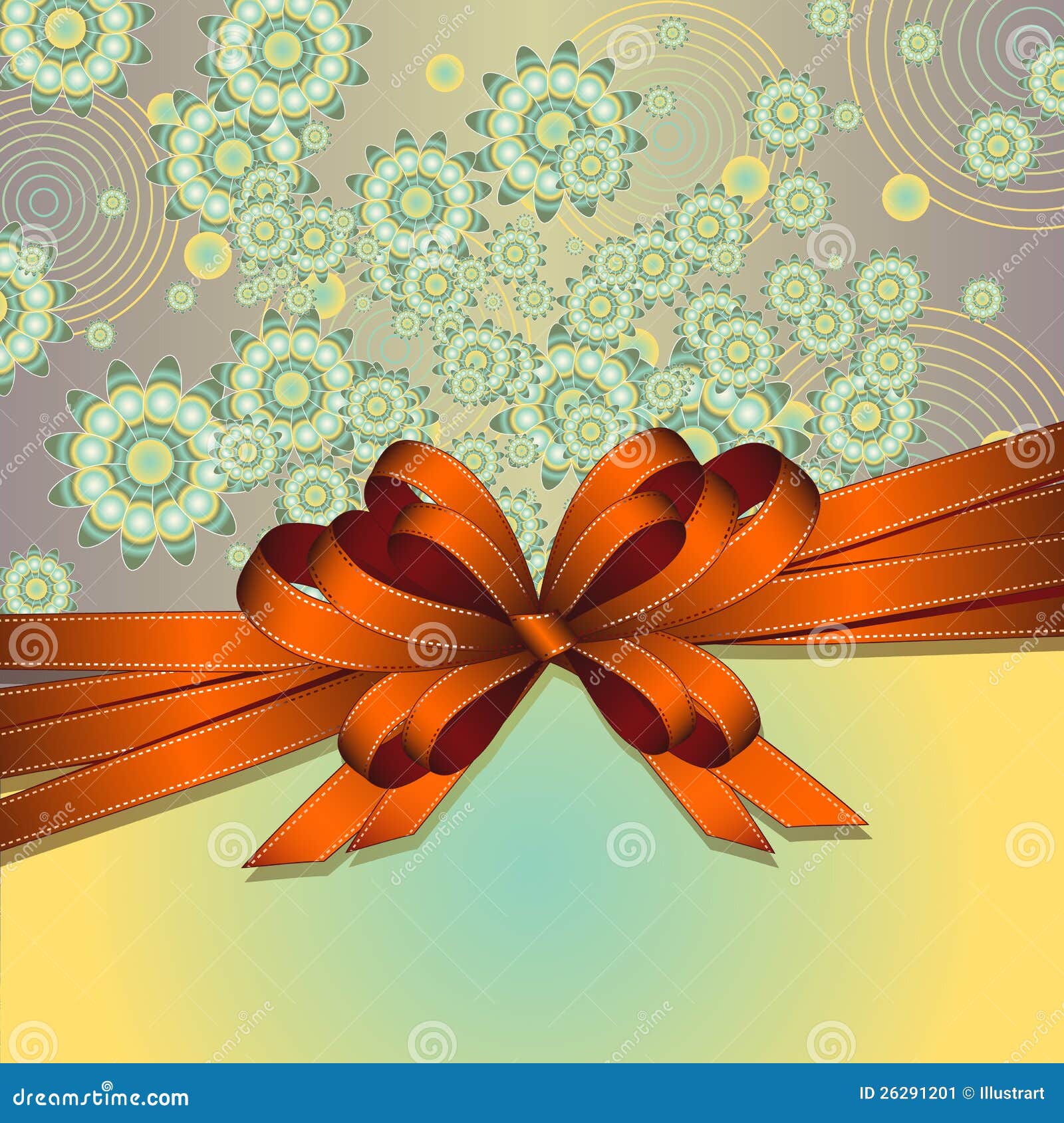 Floral background with bow stock vector. Illustration of decorative ...