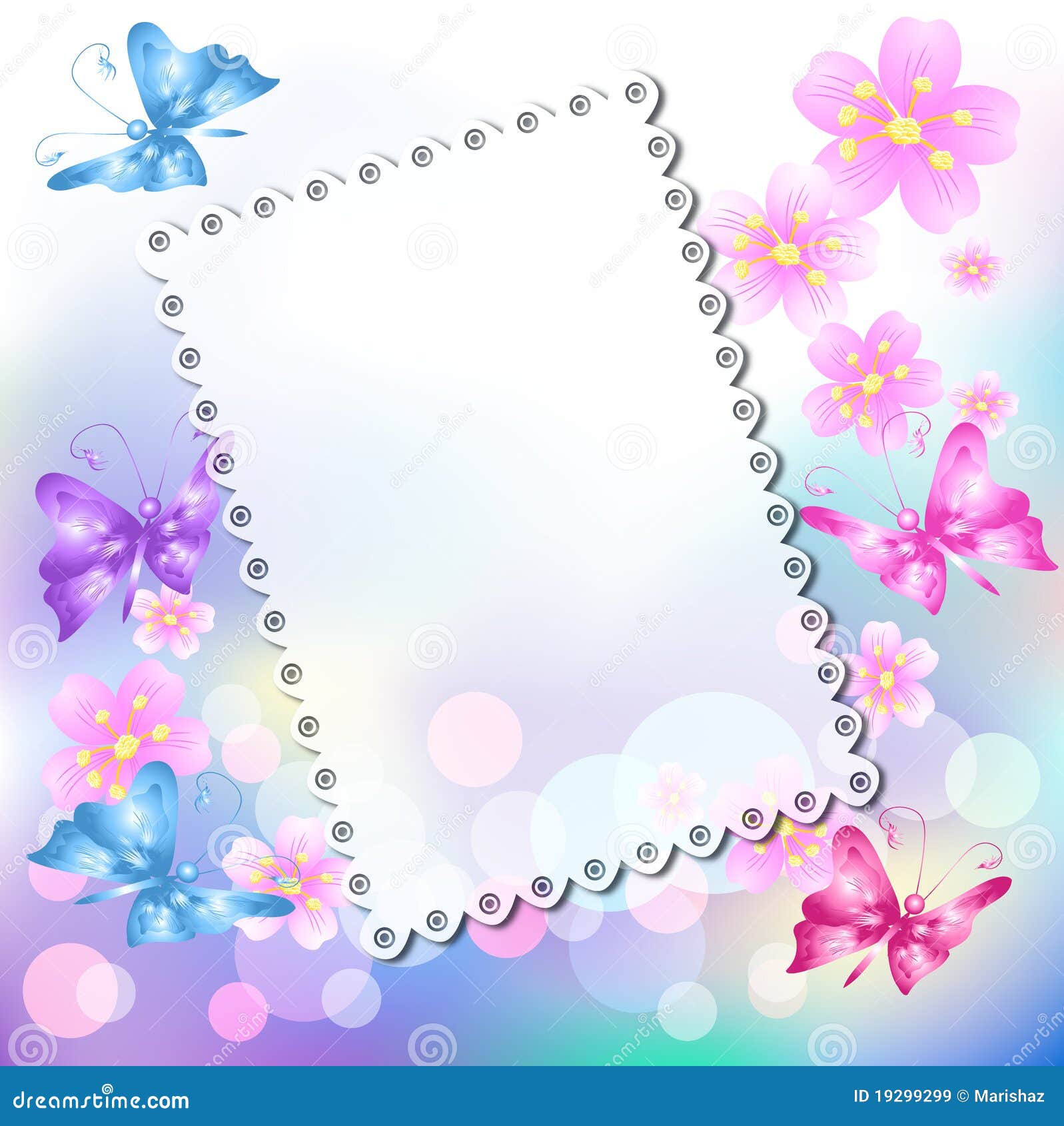 Floral Background with Butterfly Stock Vector - Illustration of foliage ...