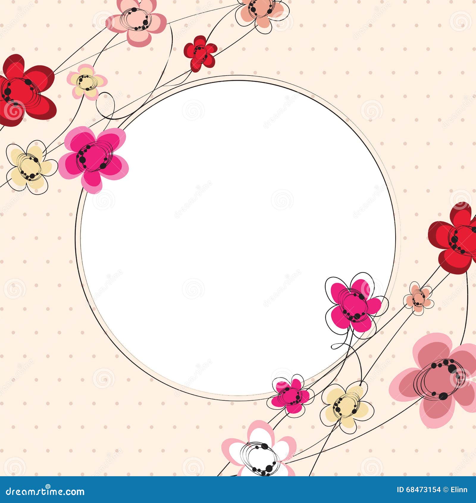 Floral Background Card with Frame Stock Illustration - Illustration of ...