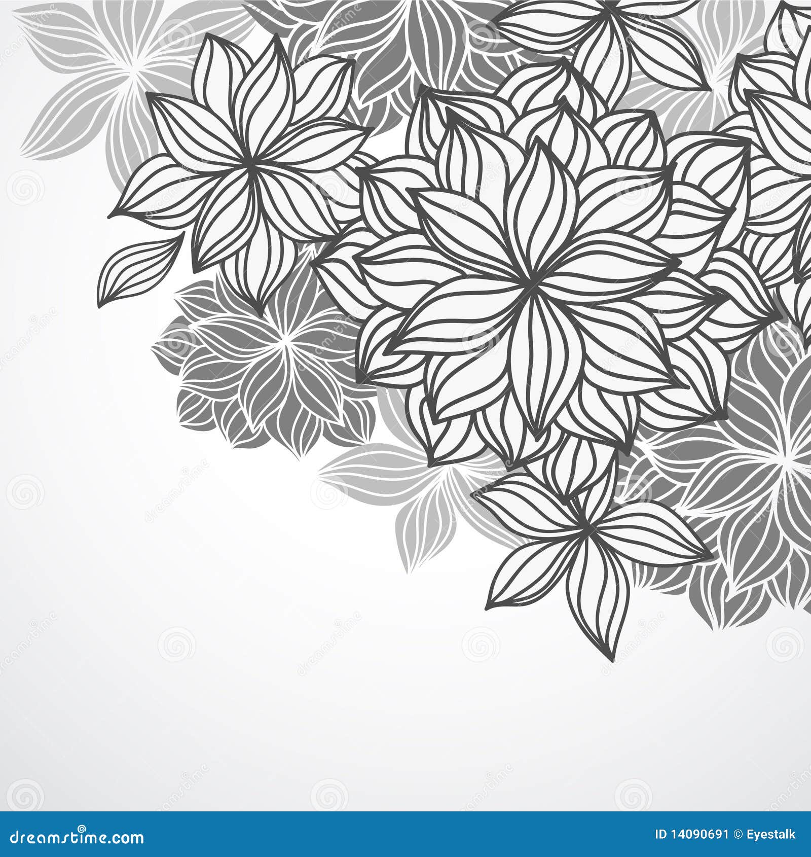 Floral Background Corner BW Stock Vector - Illustration of drawing ...