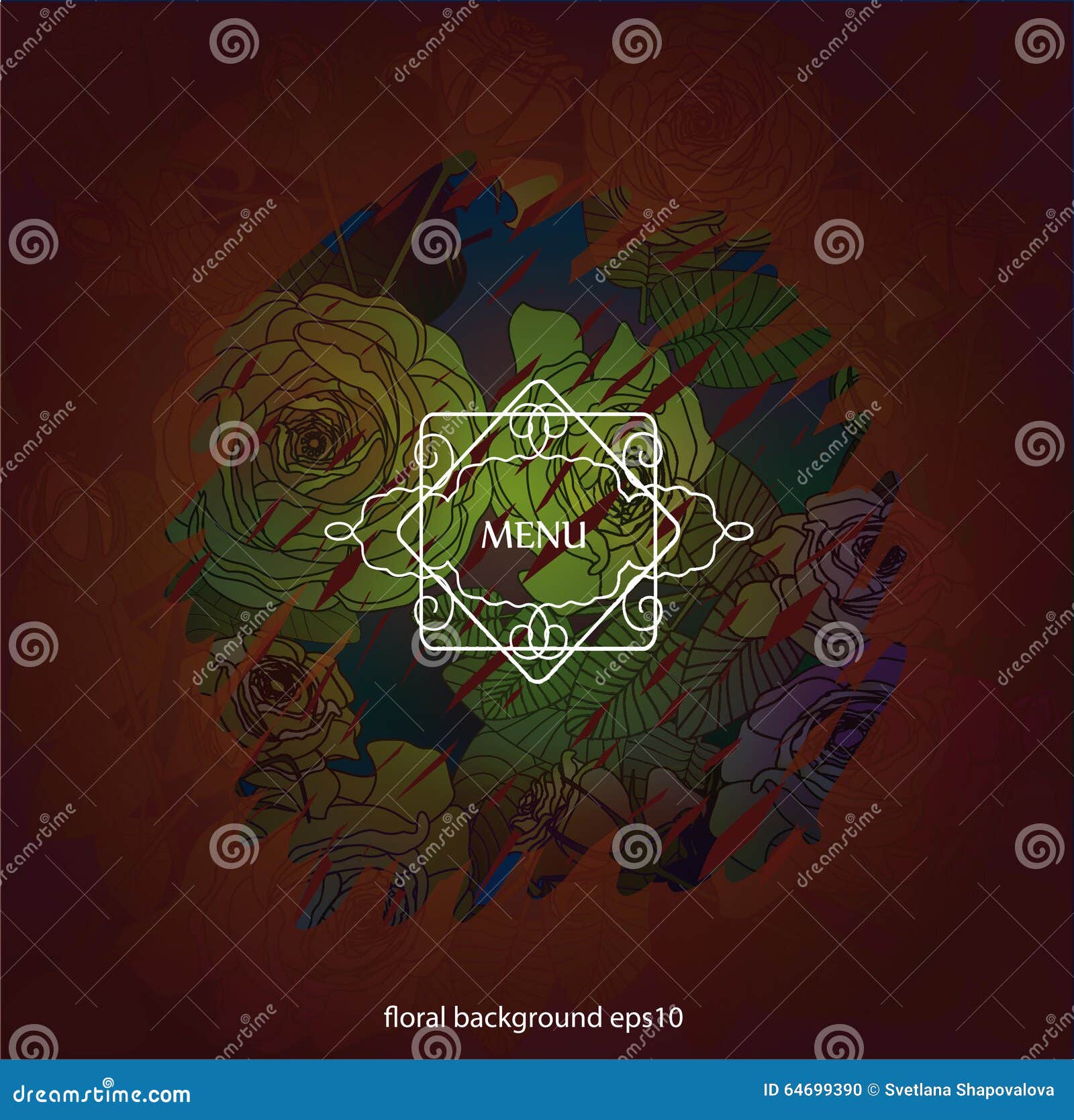 Floral Background, Cover Menu Dark Red Stock Vector - Illustration of ...