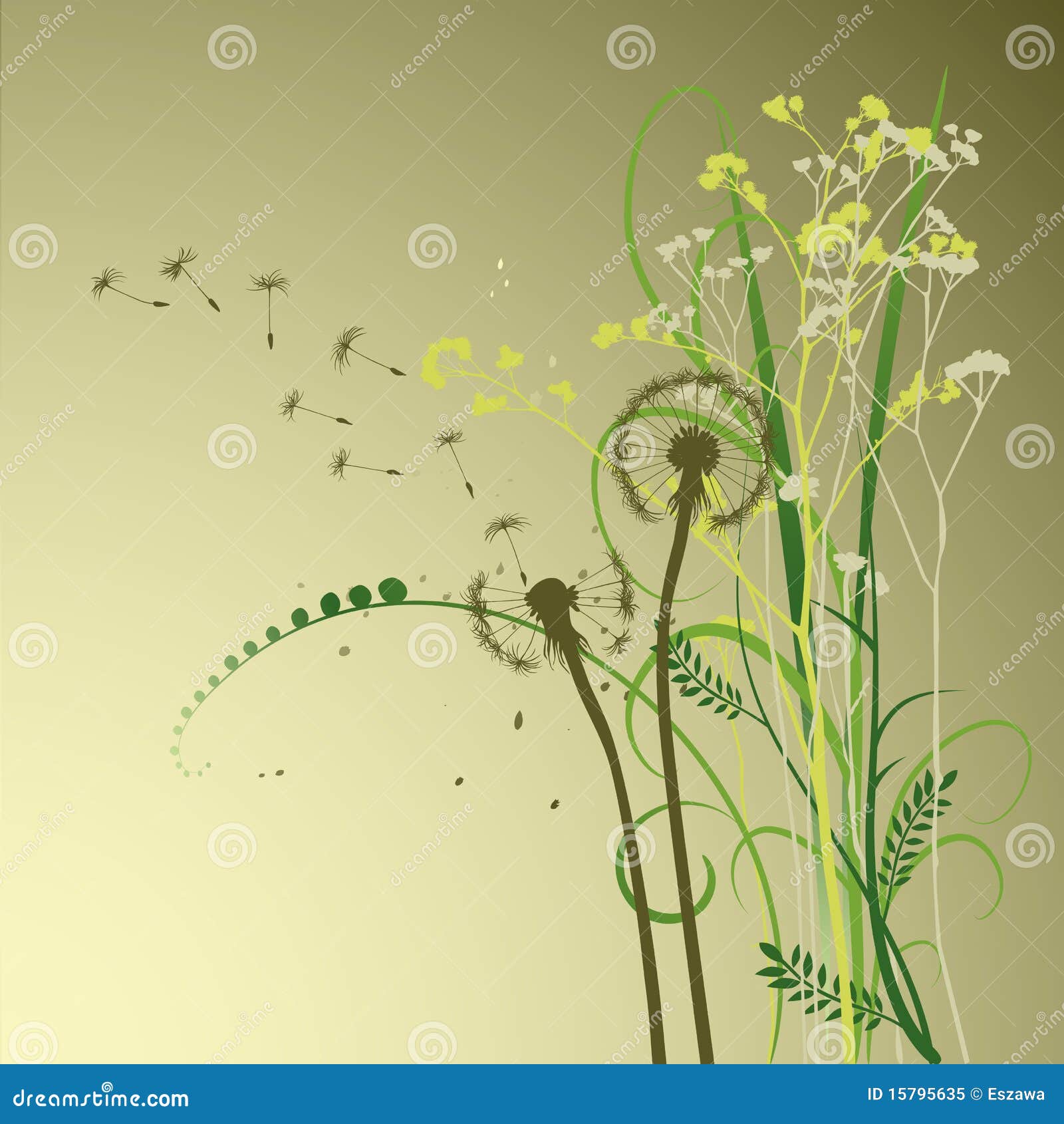 Floral Background, Dandelion Stock Vector - Illustration of spring ...