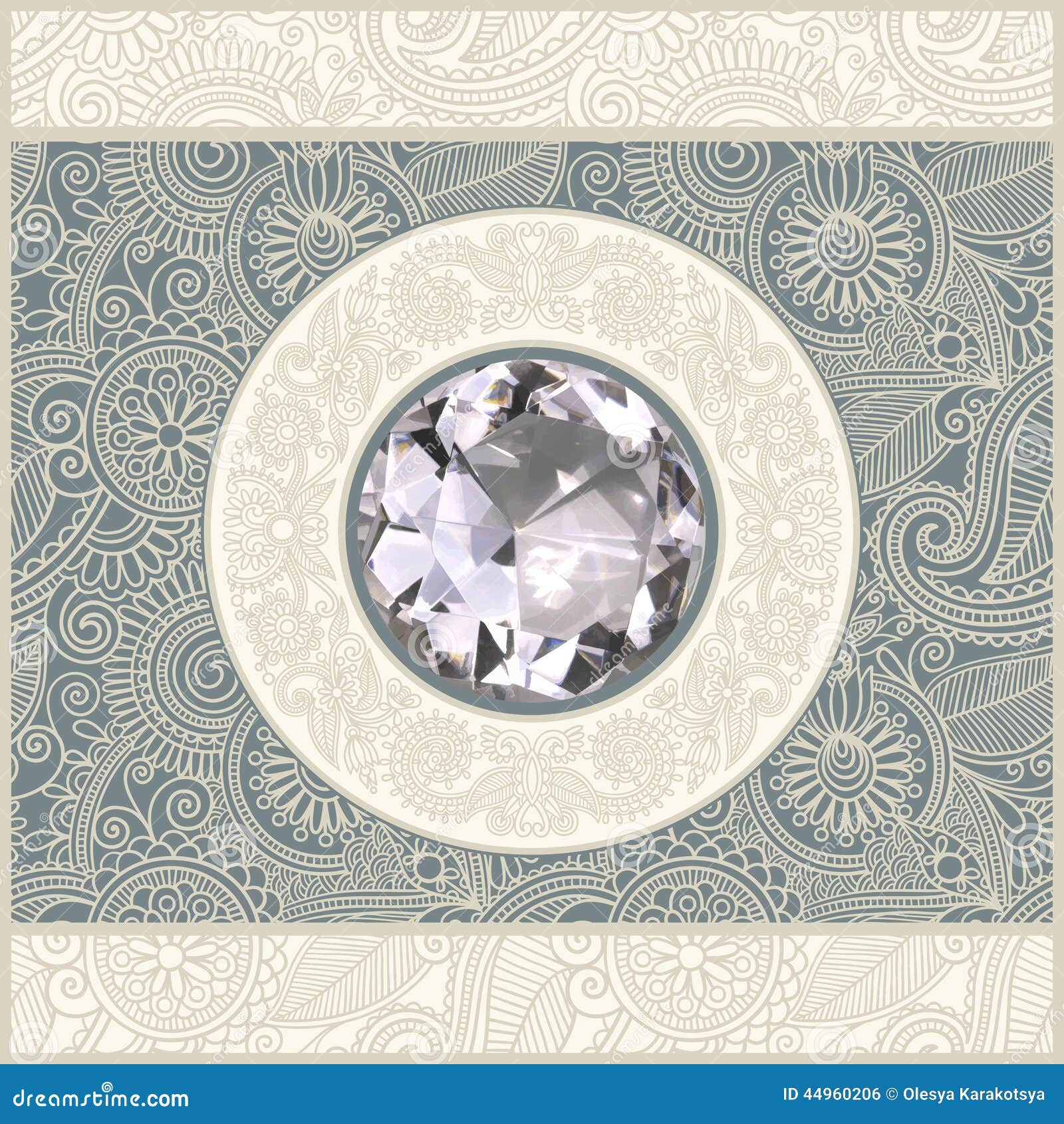 Floral Background with Diamond Jewel Stock Vector - Illustration of ...