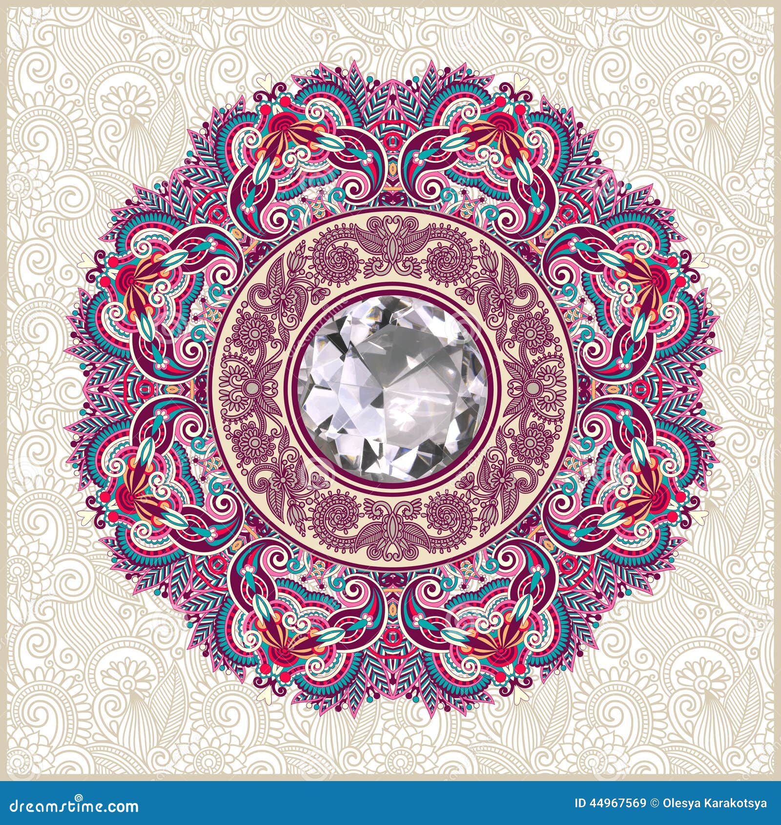 Floral Background with Diamond Jewel Stock Vector - Illustration of ...