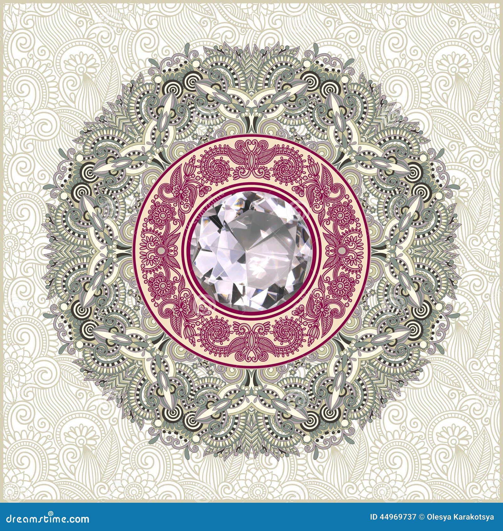 Floral Background with Diamond Jewel Stock Vector - Illustration of ...