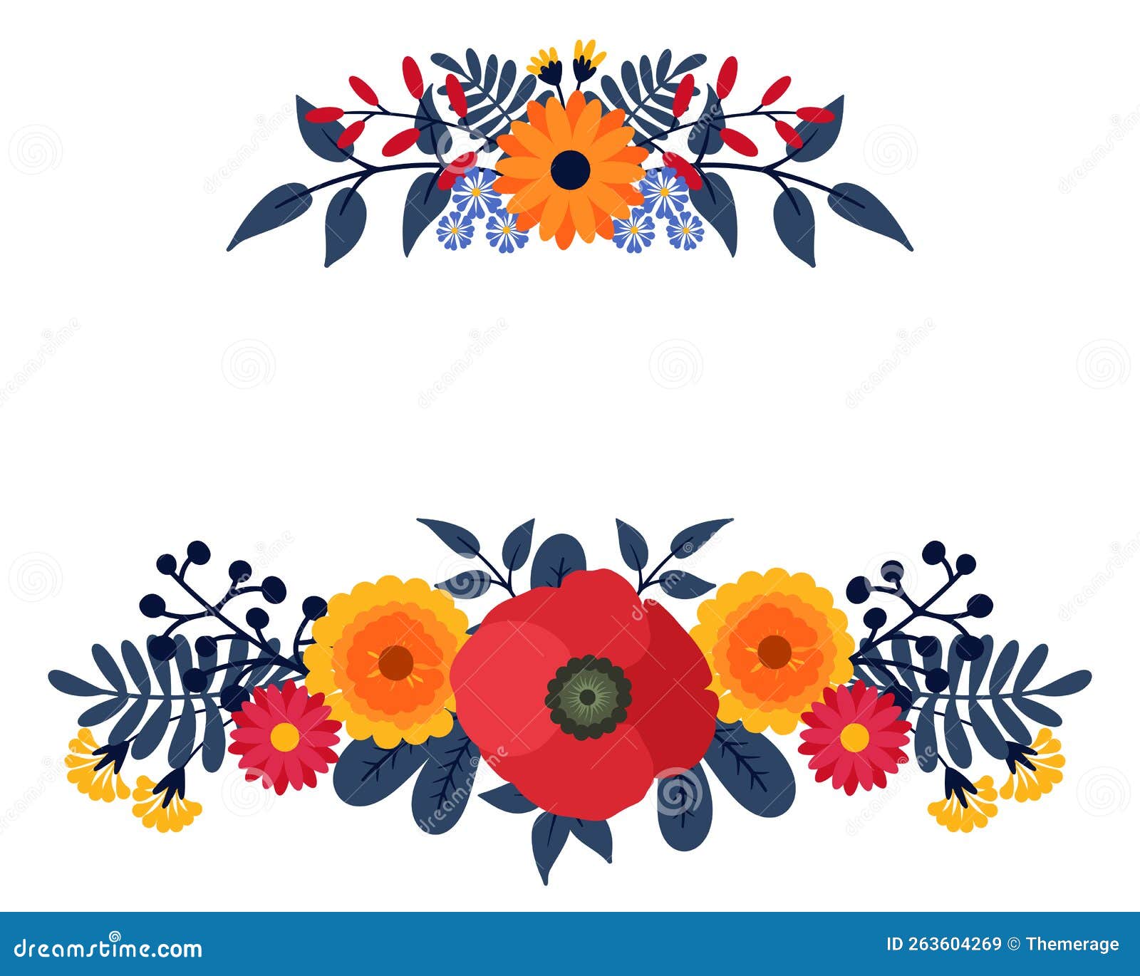 Floral Background Flat Decorative Floral Arrangement Stock Vector ...