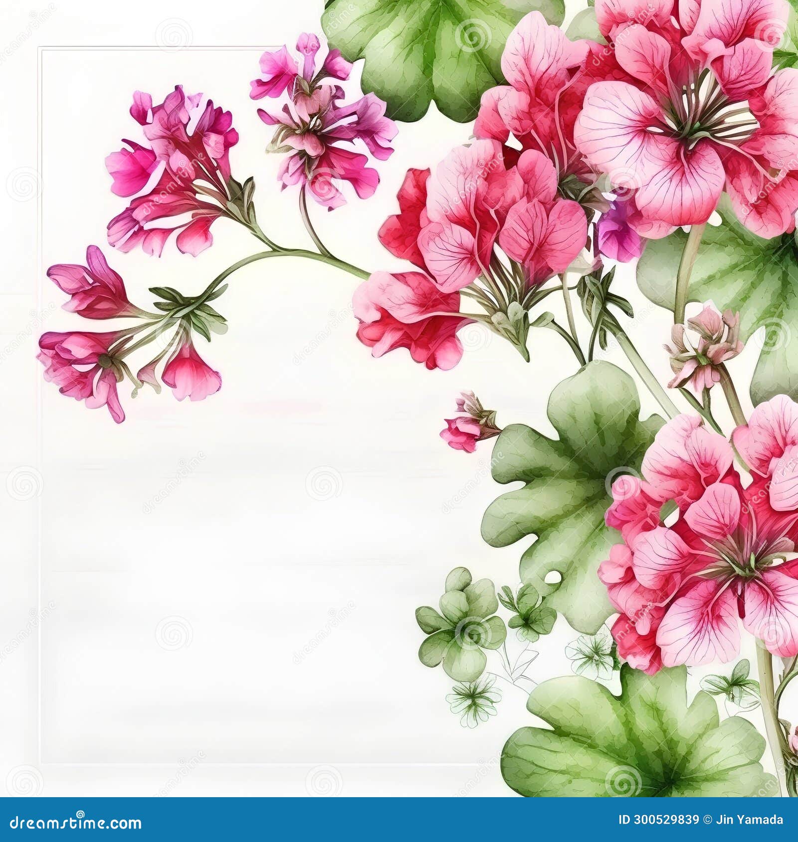 Floral Background with Geraniums and Leaves. Vector Illustration Stock ...