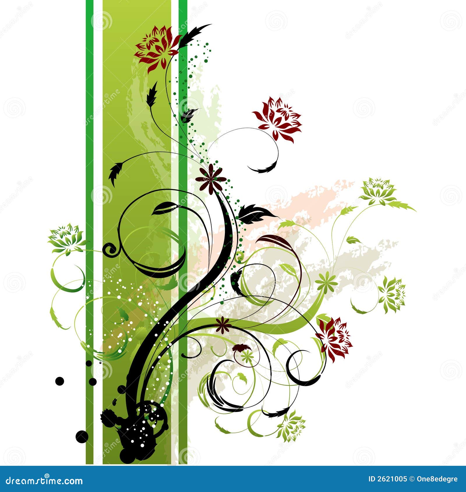 Floral Background Green Side Stock Illustration - Illustration of ...