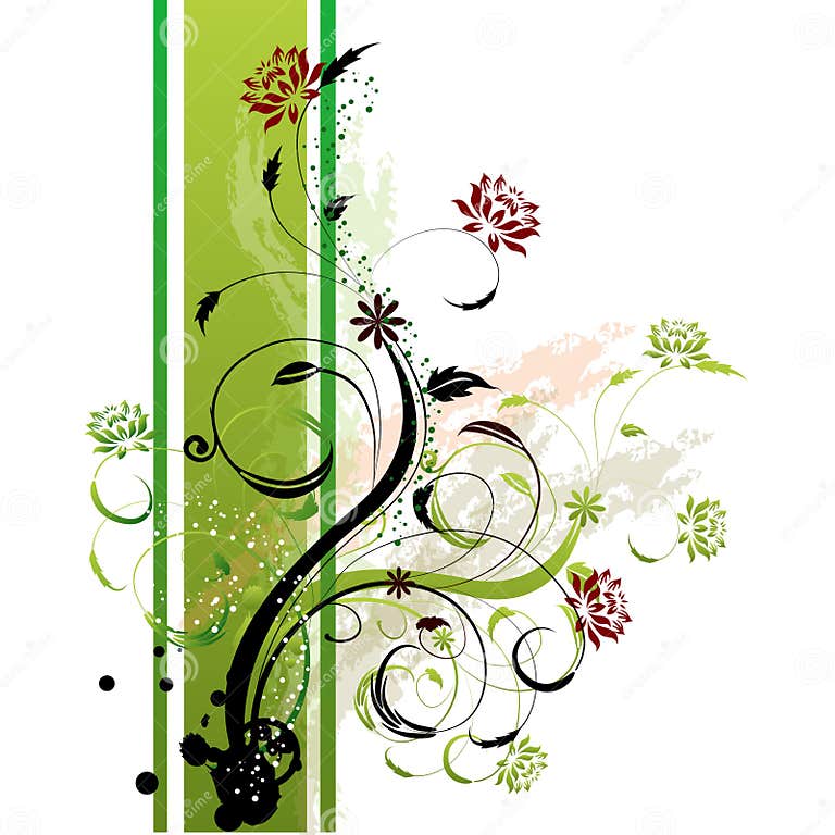 Floral Background Green Side Stock Illustration - Illustration of ...